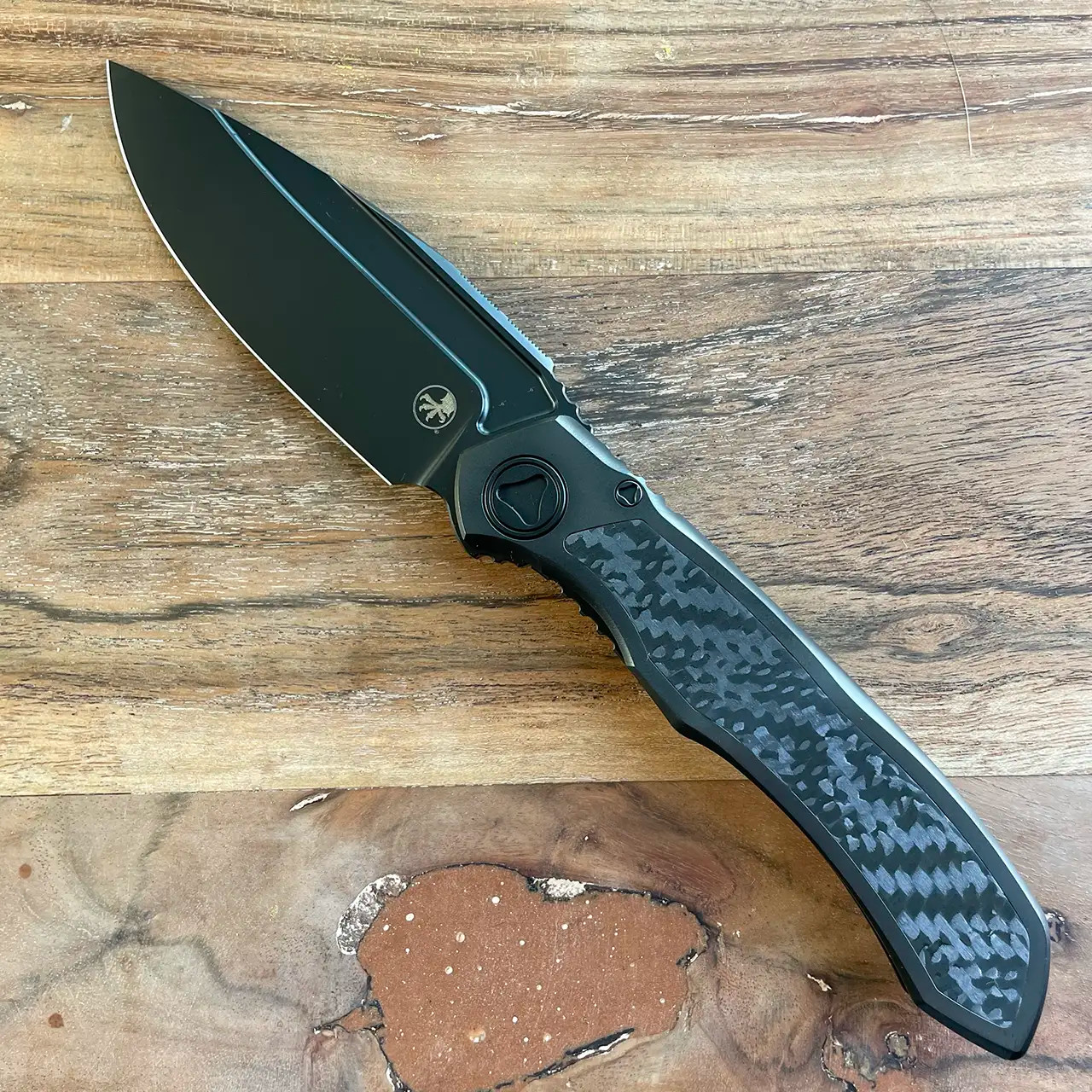 Microtech Anax Integral Frame Lock DLC Titanium Handle w/ Carbon Fiber ...