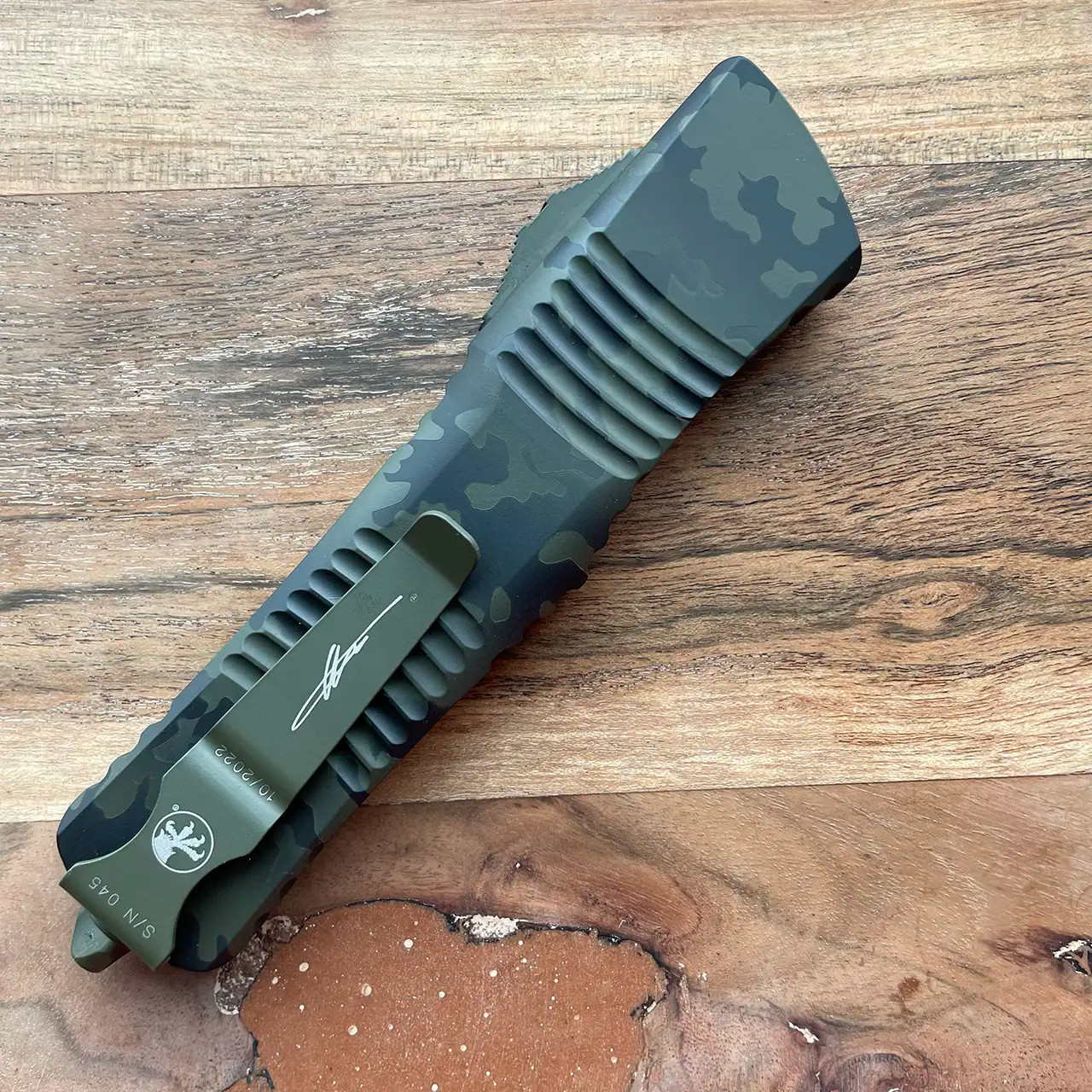 Microtech Combat Troodon D/E Olive Camo Cerakote Full Serrated ...