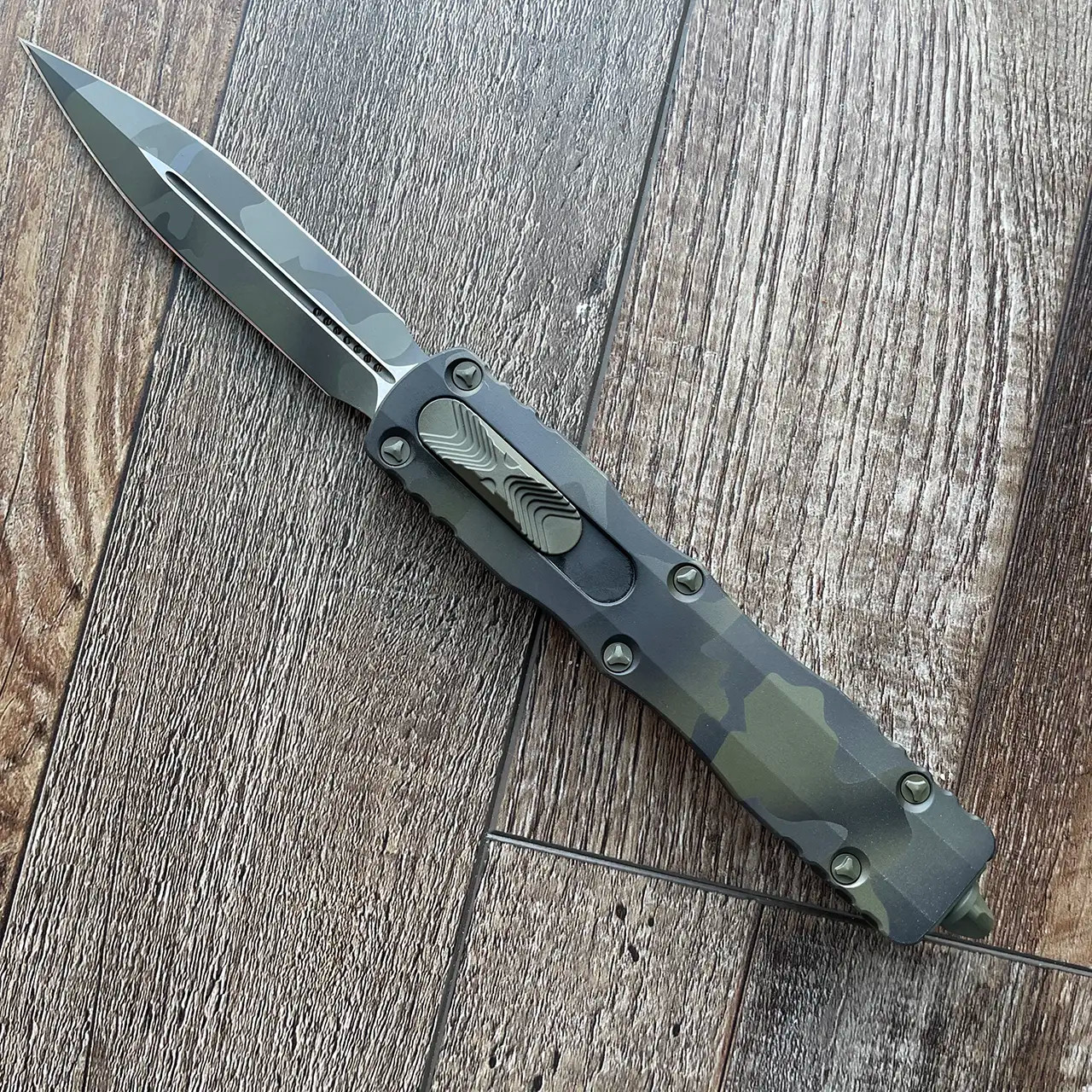 Microtech Dirac Delta D/E Olive Camo Standard Signature Series 227-1OCS ...