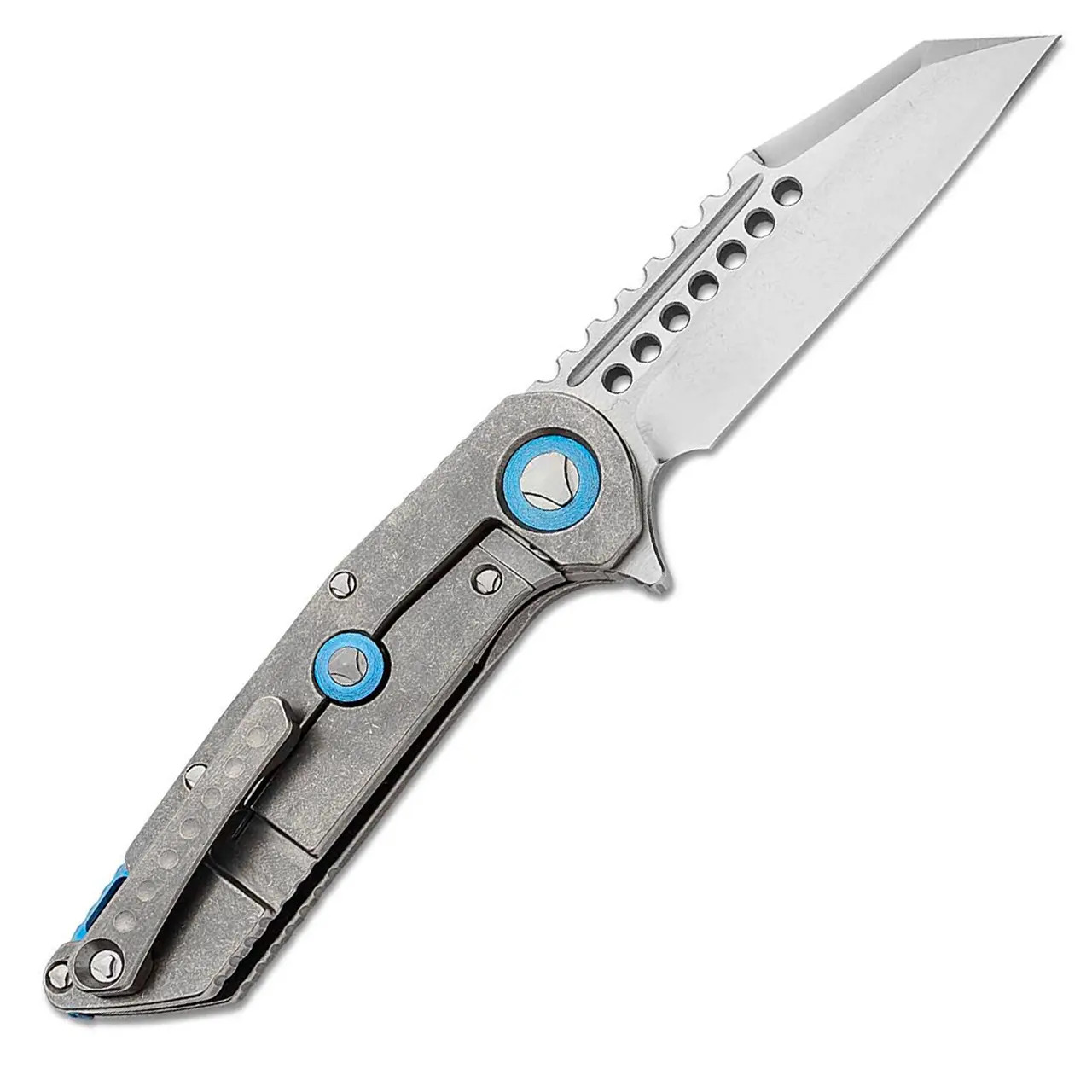 Marfione Custom Warhound Frame Lock Flipper Stonewash Titanium Handle w ...