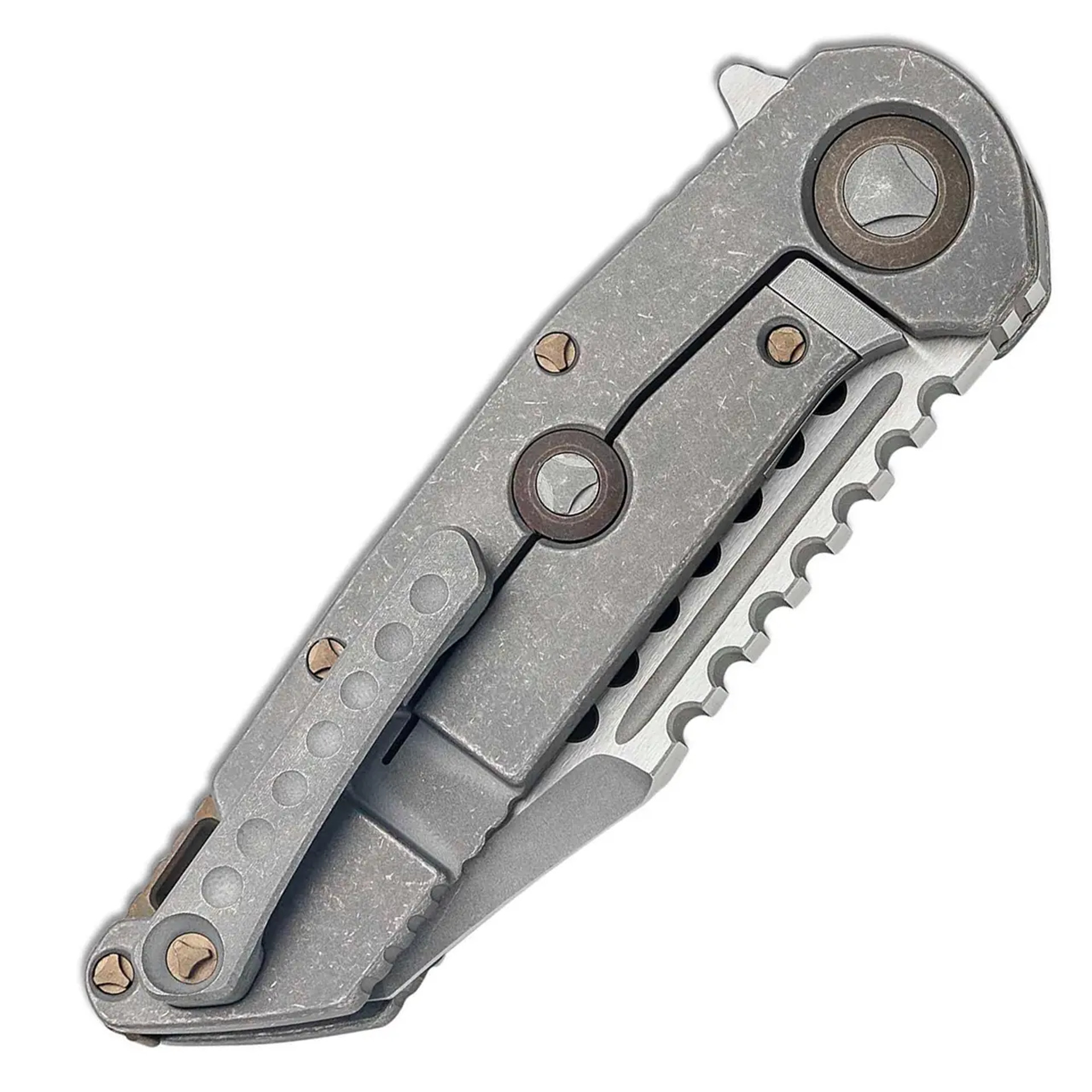 Marfione Custom Warhound Frame Lock Flipper Apocalyptic Titanium Handle