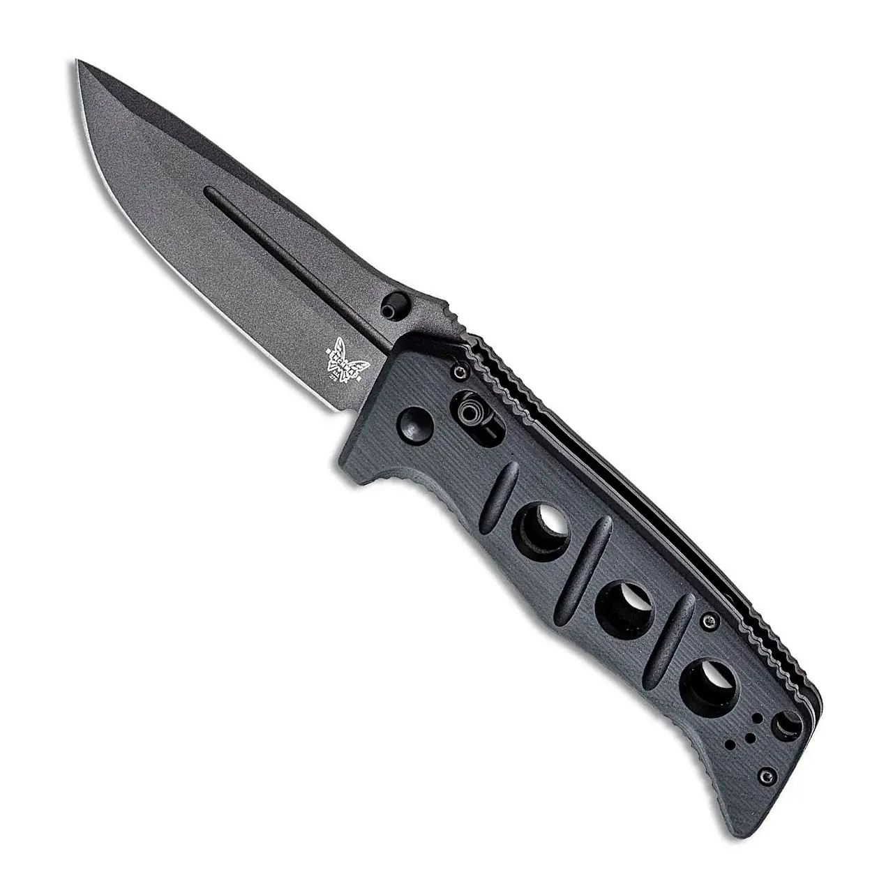Benchmade Adamas Axis Lock Black G10 Handle Drop Point Tungsten Gray ...