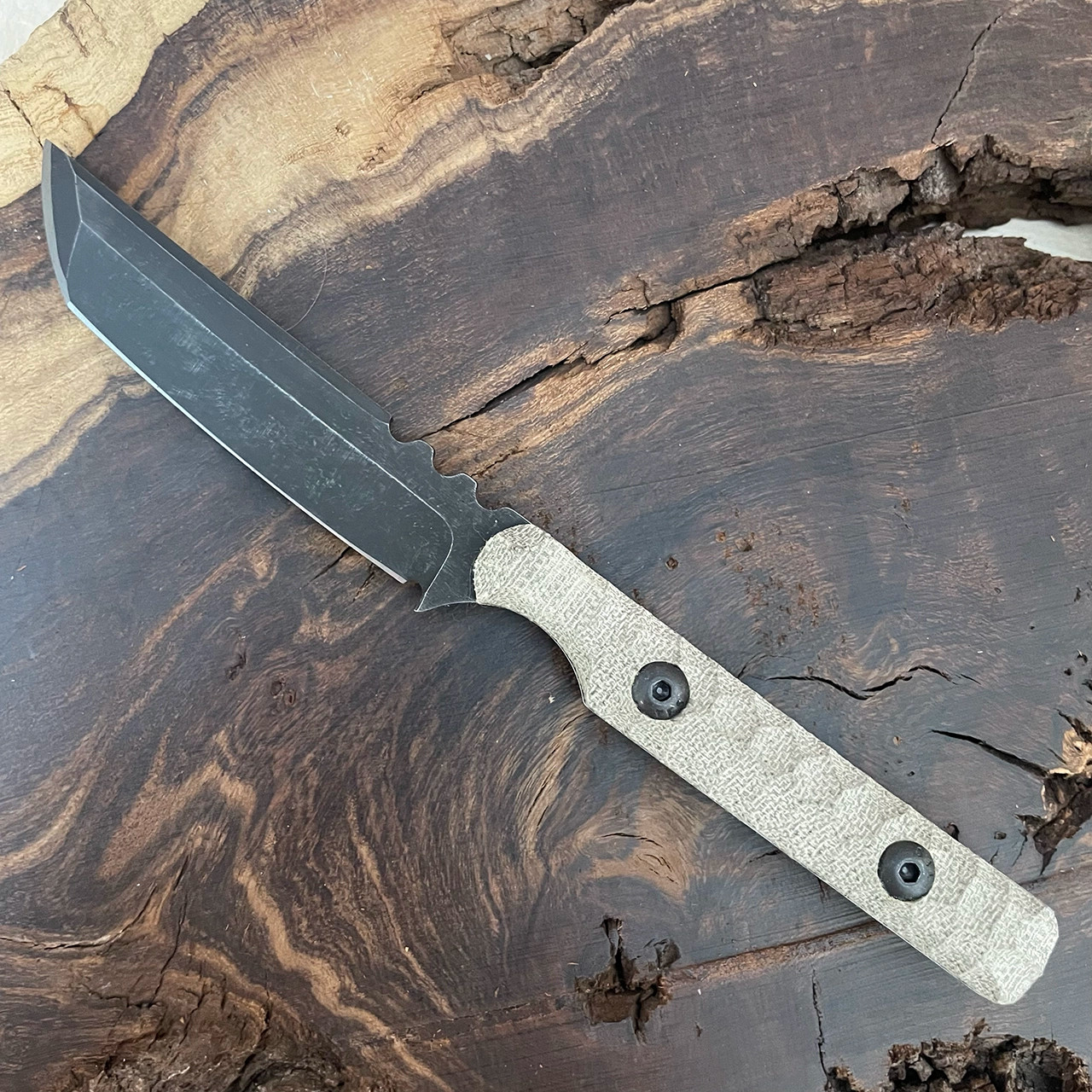 Wachtman Knife & Tool Pocket Samurai Fixed Blade OD Green Micarta Black ...