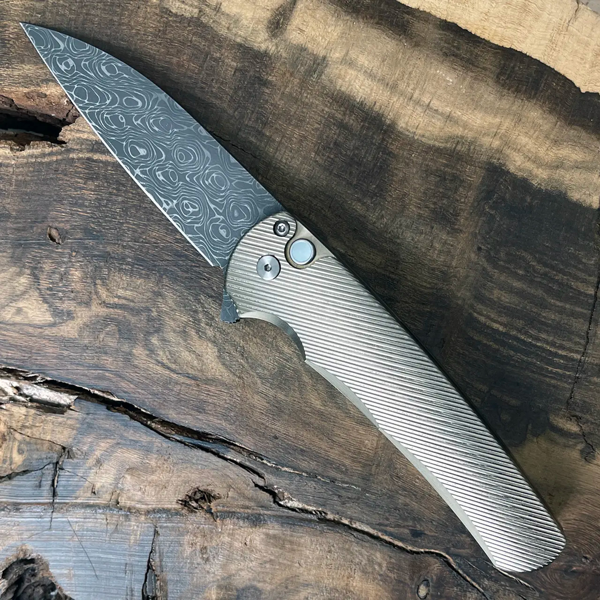 Pro Tech Malibu Custom Button Lock Flipper Wharncliffe Bronze Titanium