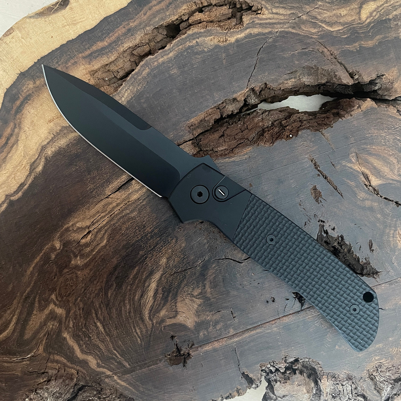 Pro-Tech Terzuola ATCF Auto Tuxedo Black Handle w/ Ivory Micarta Inlays ...