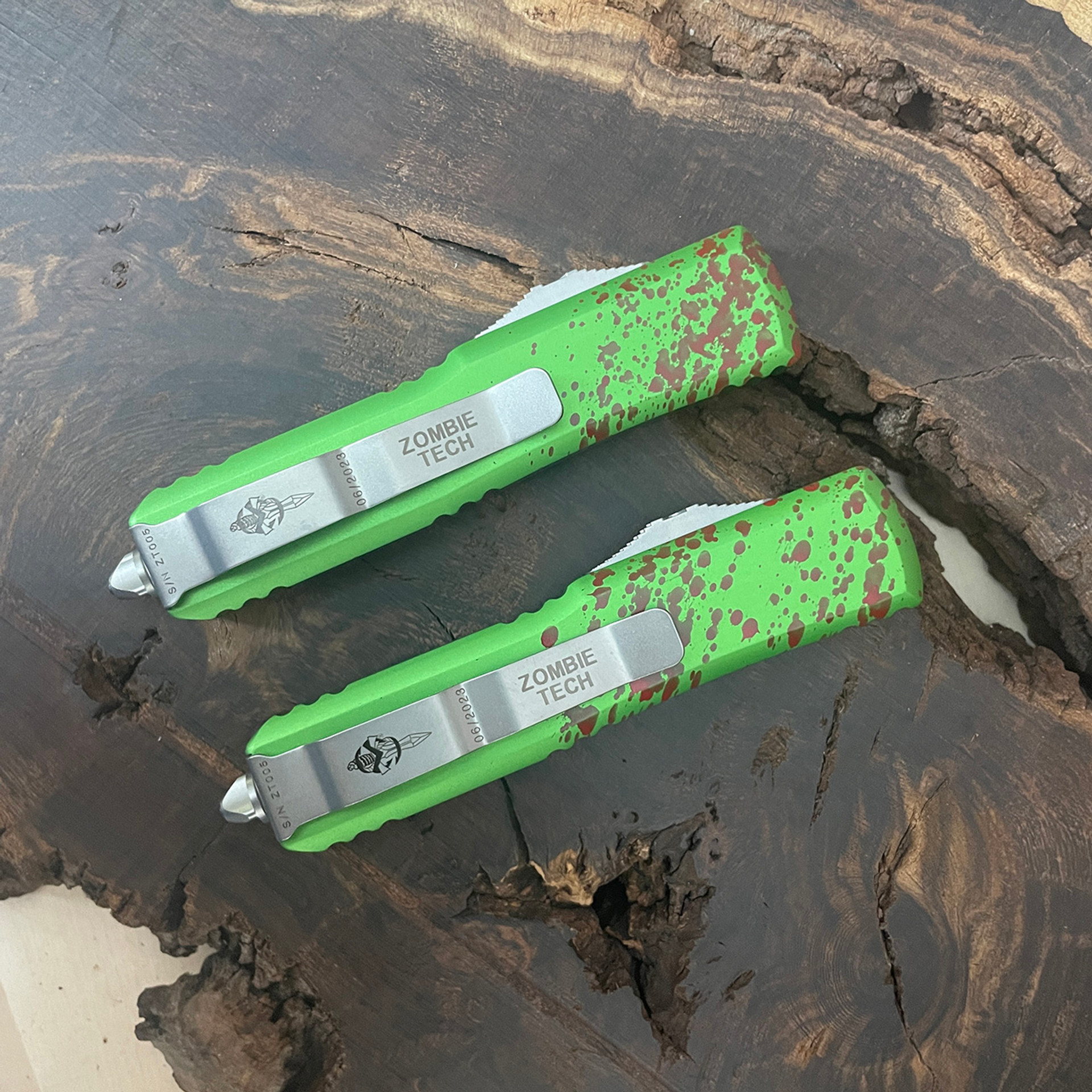 Microtech Utx 85 Zombietech Hellhound And Warhound Set Stonewash