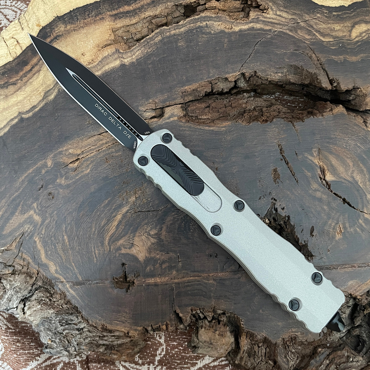 Microtech Dirac Delta D/E Titanium Gray Handle Black Standard Blade 227 ...