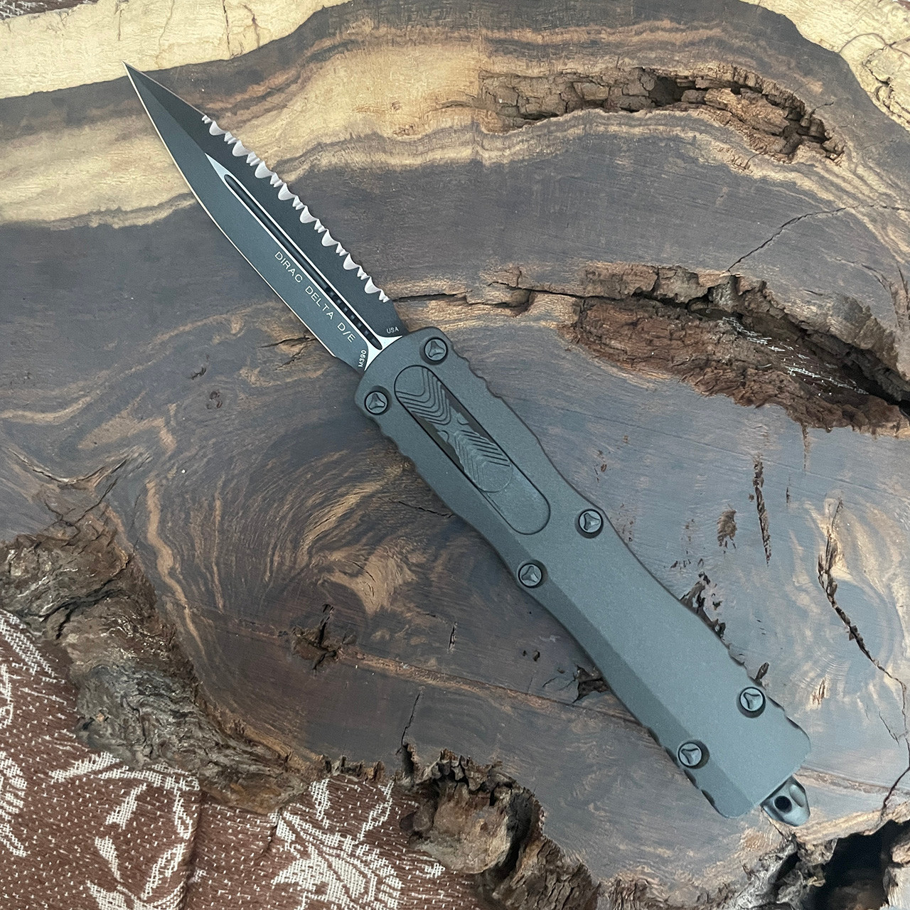 Microtech Dirac Delta D/E Cerakote Dark Tungsten Full Serrated 227-3CDT ...