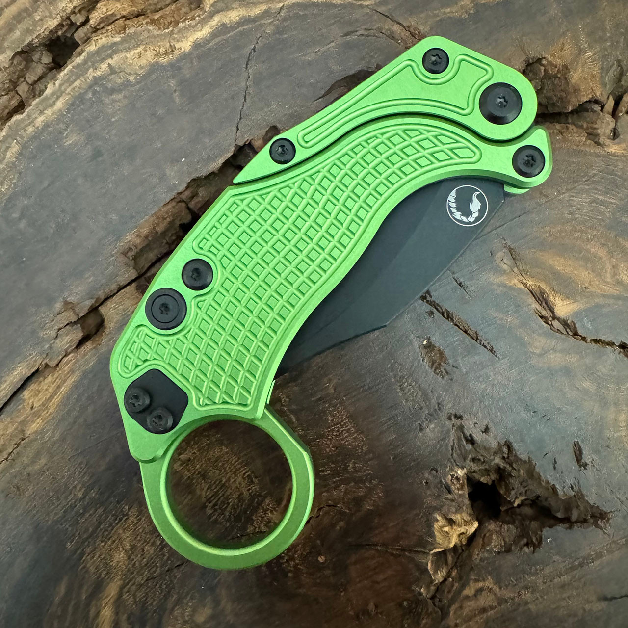 Reate Knives EXO-K Button Lock Karambit Gravity Knife Green Aluminum ...