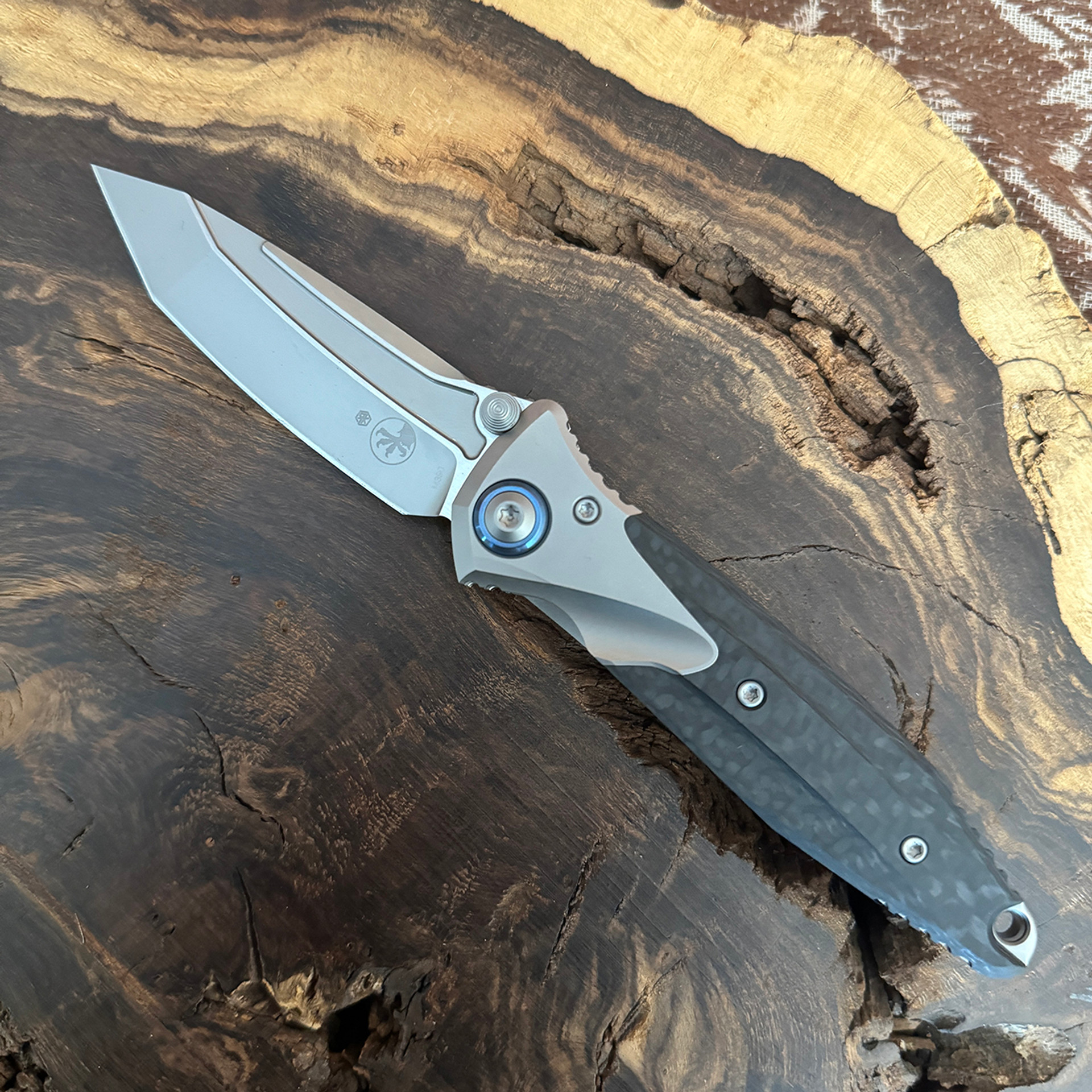 Microtech Socom Bravo Mini T/E Titanium Handle w/ Carbon Fiber Scales Bead Blast Standard Blade ...