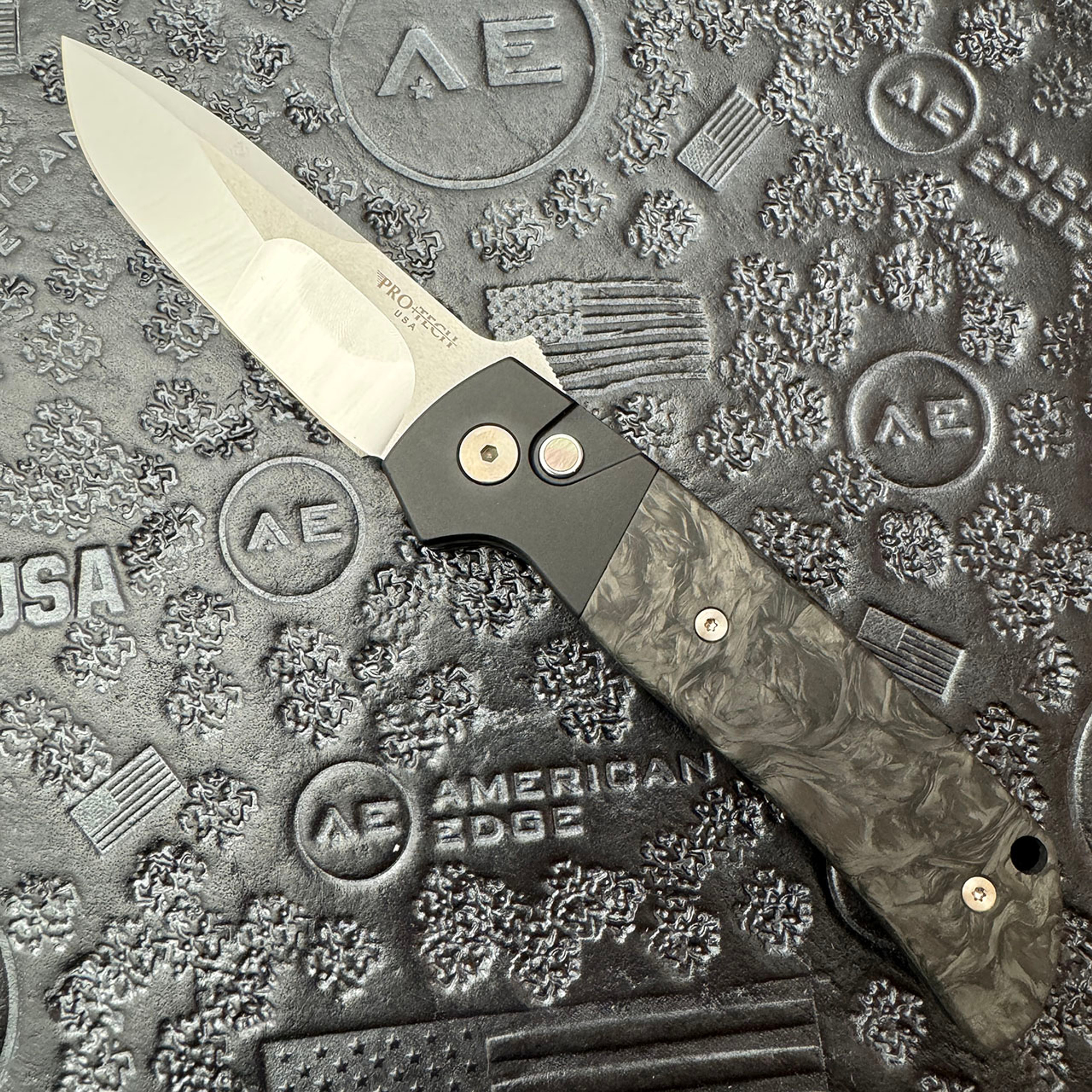 Pro Tech Terzuola Atcf Auto Black Handle W Dark Matter Fat Carbon