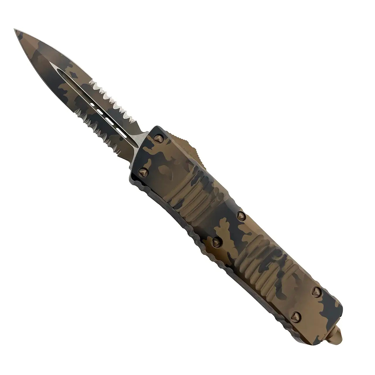 Microtech Combat Troodon D/E Coyote Camo Cerakote Serrated Signature ...