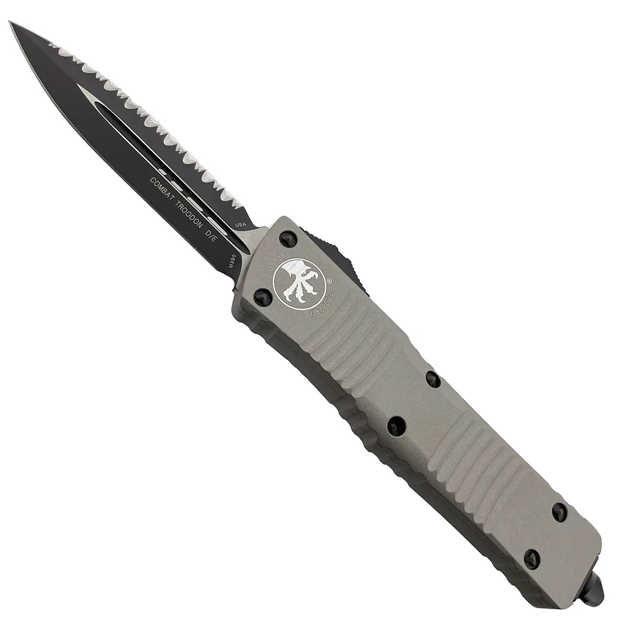Microtech Combat Troodon D/E Titanium Gray Handle Black Full Serrated ...