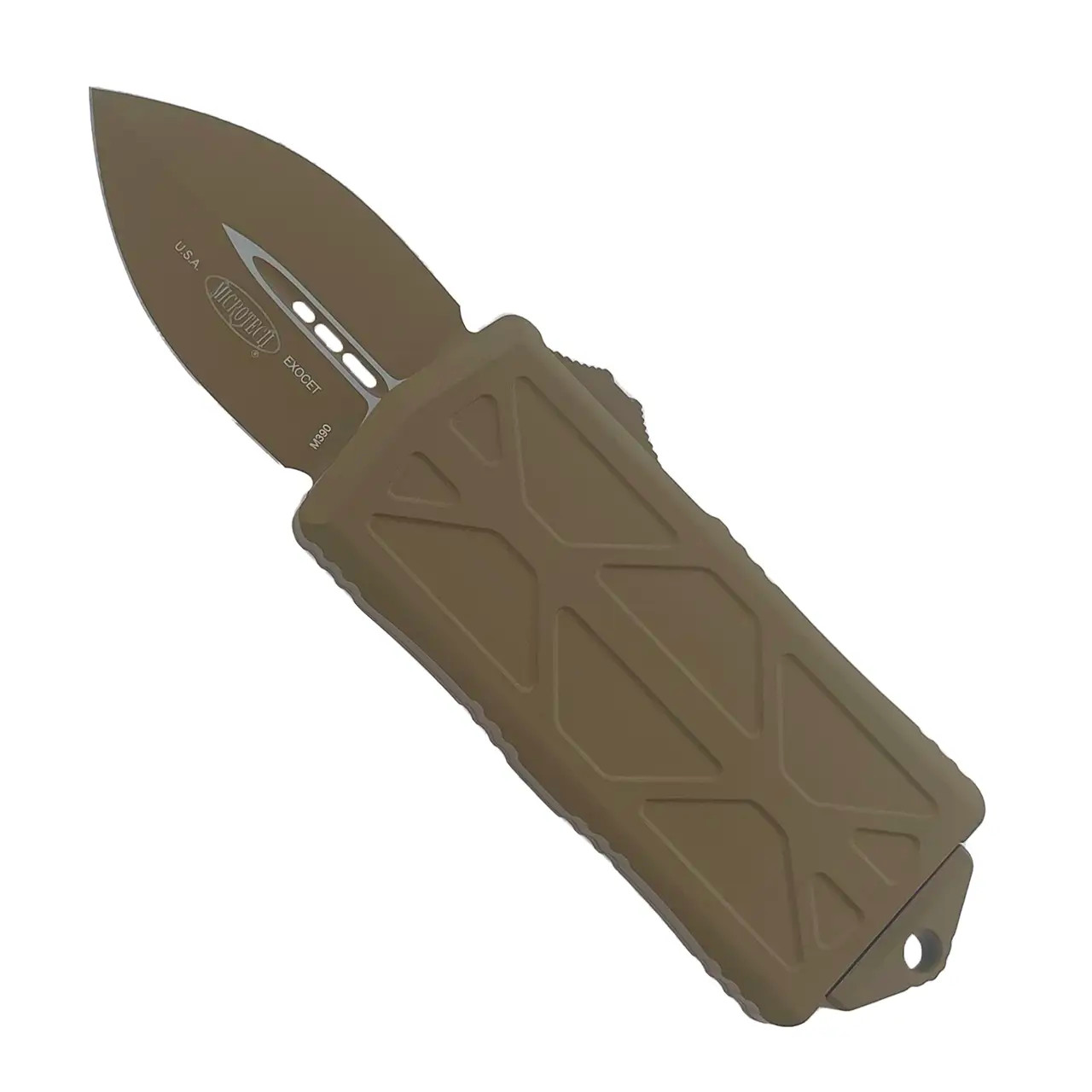 Microtech Exocet D/E Cerakote Tan Handle Cerakote Tan Standard Blade ...
