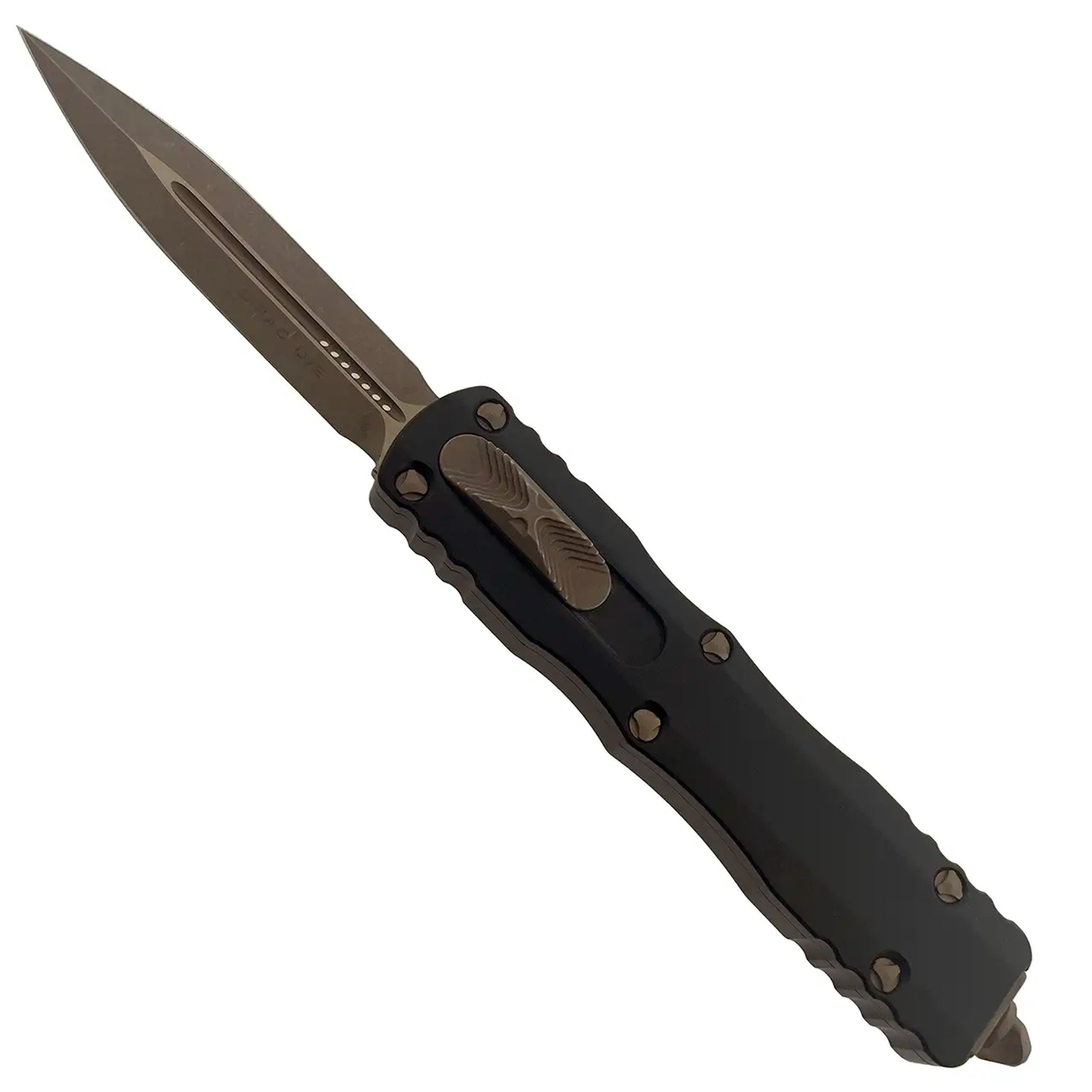 Microtech Dirac De Black Handle Bronze Apocalyptic Standard Blade 225