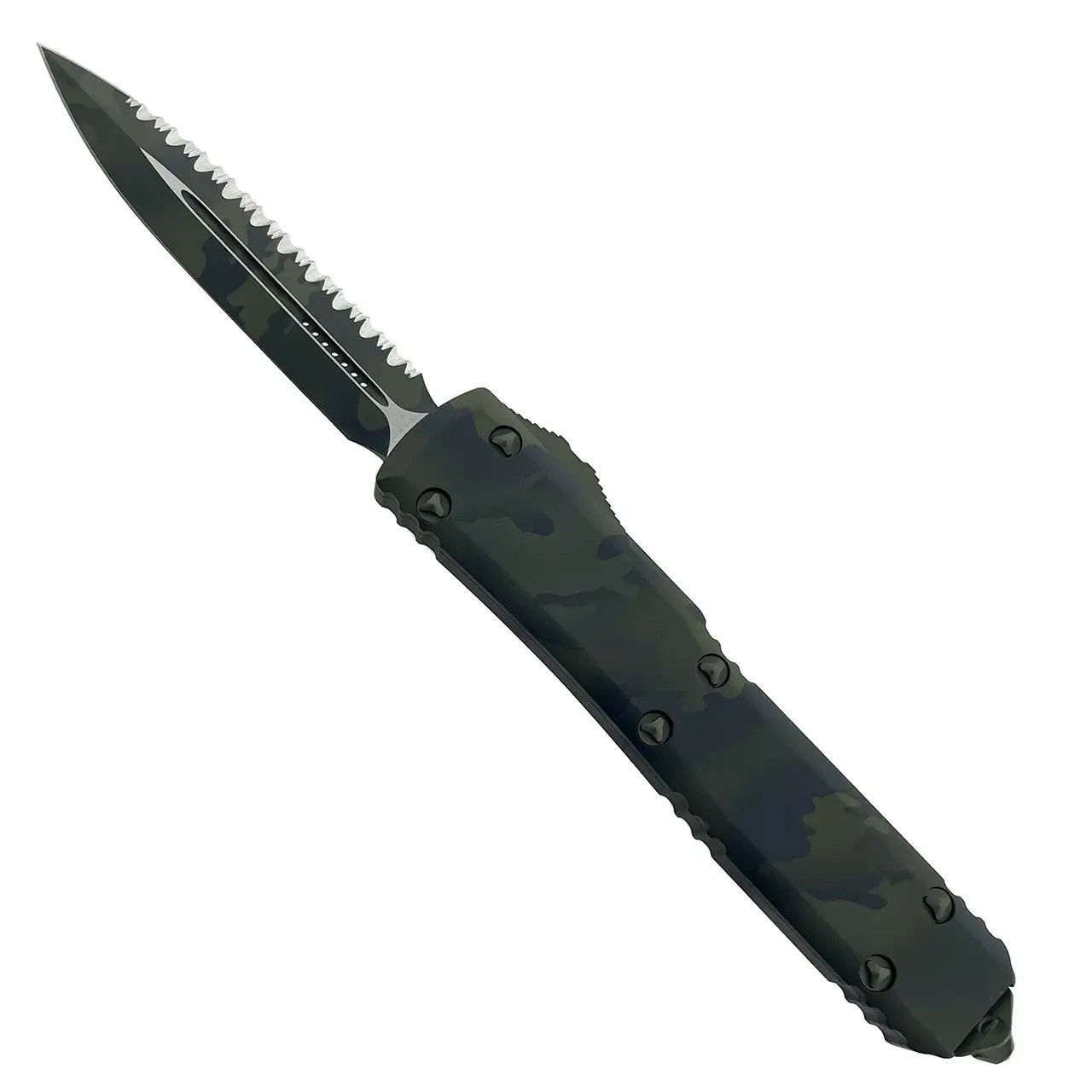 Microtech Ultratech D/E Olive Camo Cerakote Handle Olive Camo Cerakote ...