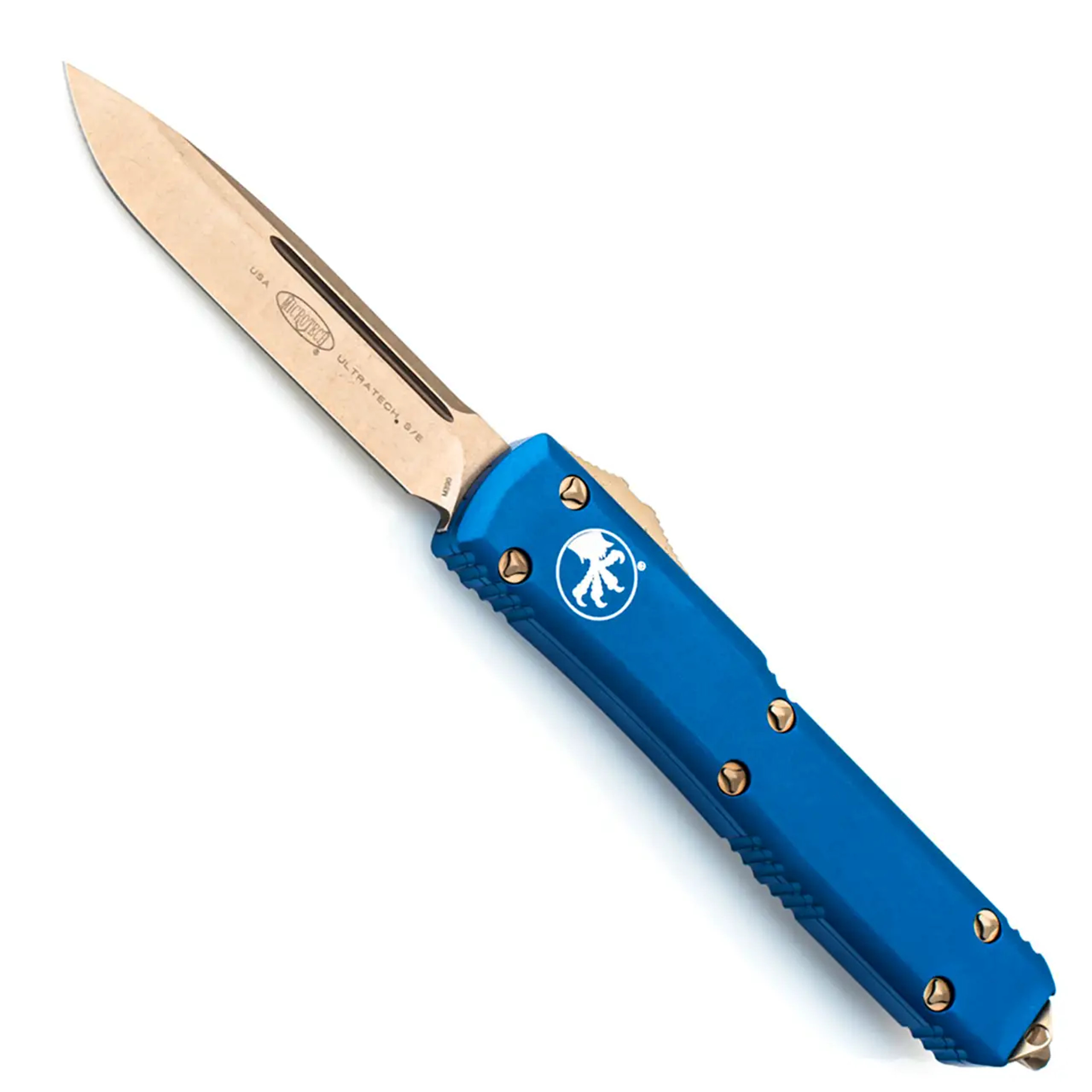 Microtech Ultratech Hellhound Te Blue Bronzed Standard Signature
