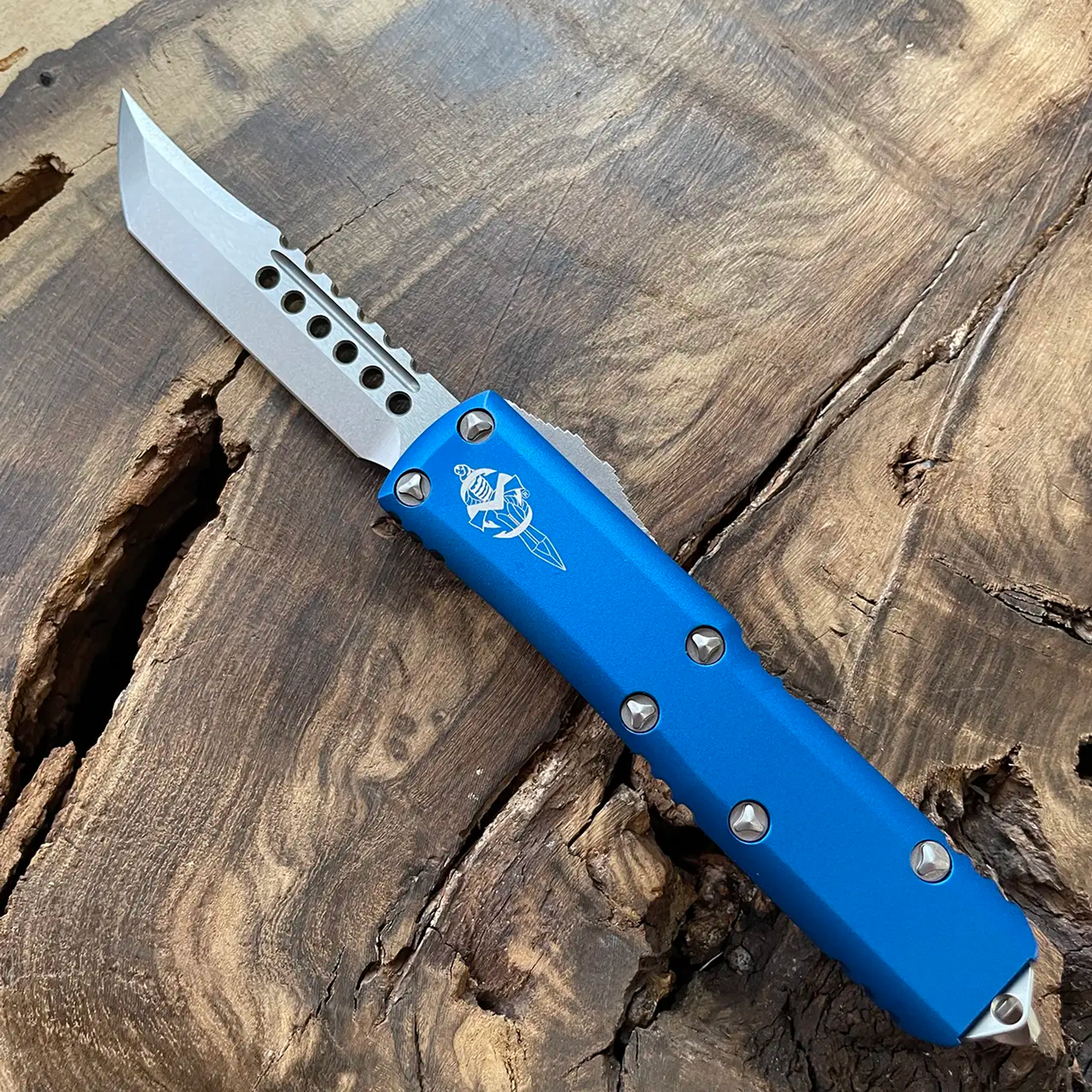 Microtech Utx 85 Hellhound Blue Stonewash Standard Signature Series 719