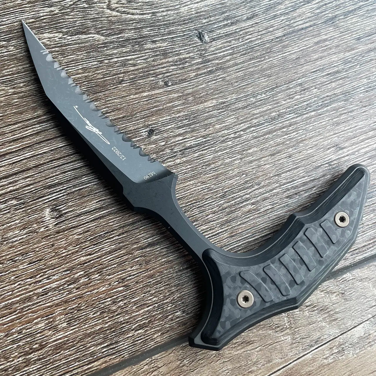 Microtech Bastinelli Bee Fixed Blade S/E Wharncliffe Double Carbon Fiber Handle DLC Full ...