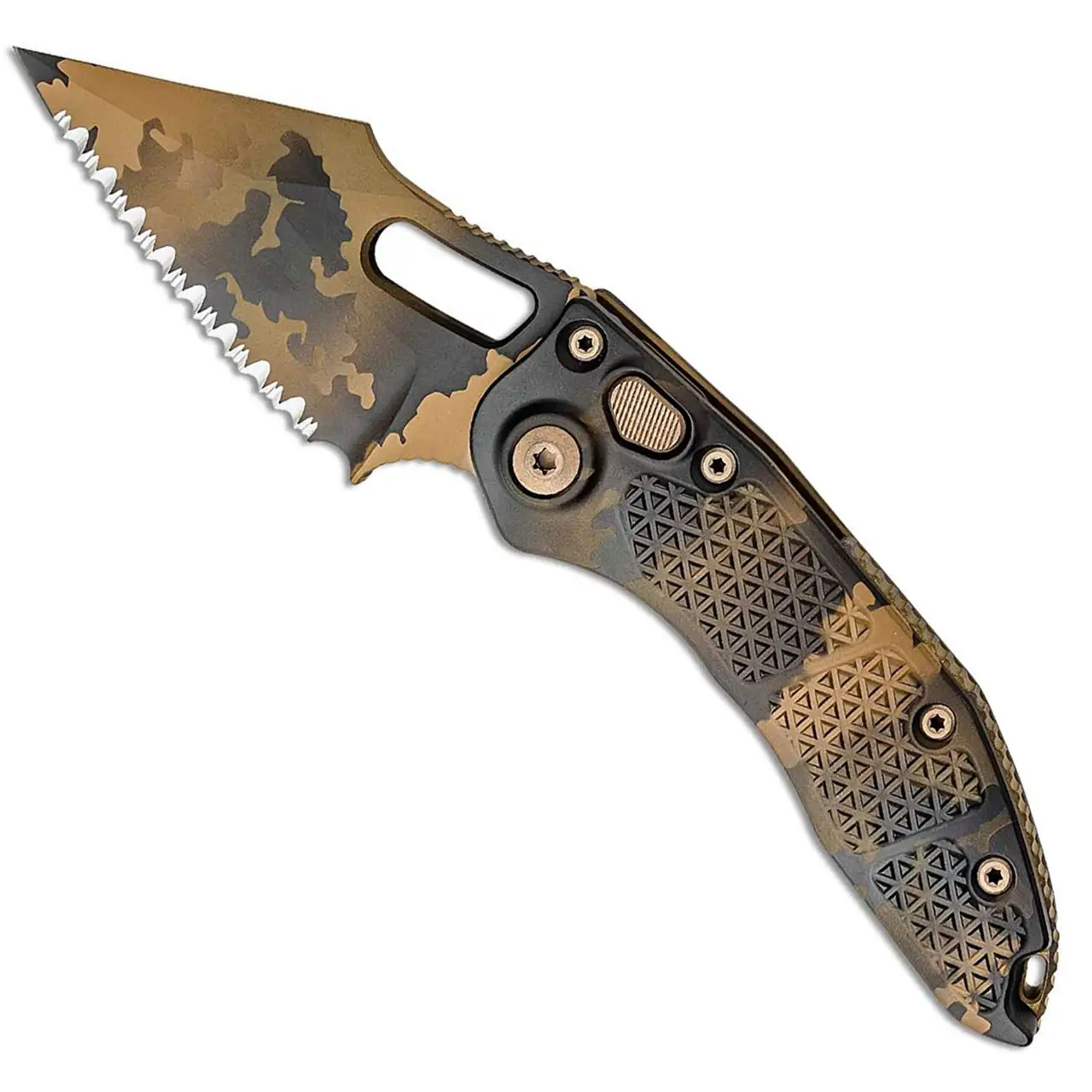 Microtech Borka Stitch Auto Se Coyote Camo Full Serrated Signature