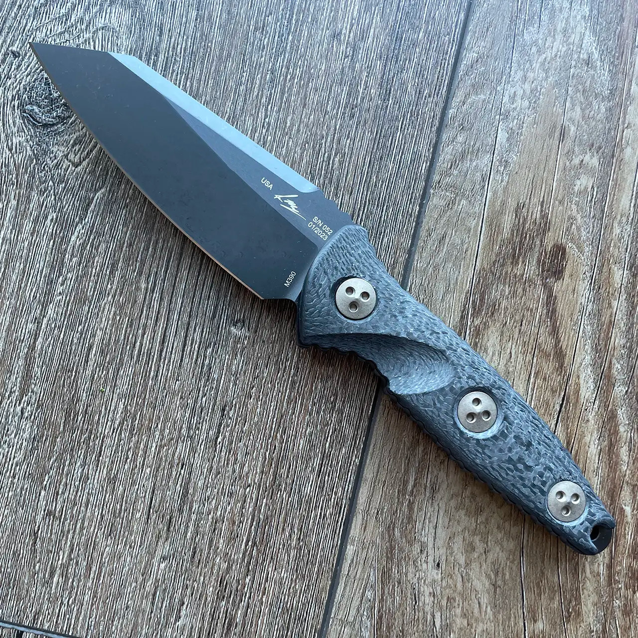 Microtech Socom Alpha Mini Warcom Carbon Fiber DLC Standard Signature ...