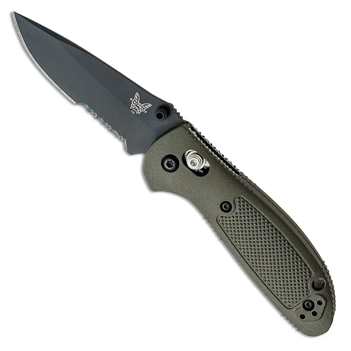 Benchmade Turret Axis Lock OD Green G10 Handle Black Combo Blade 980SBK ...