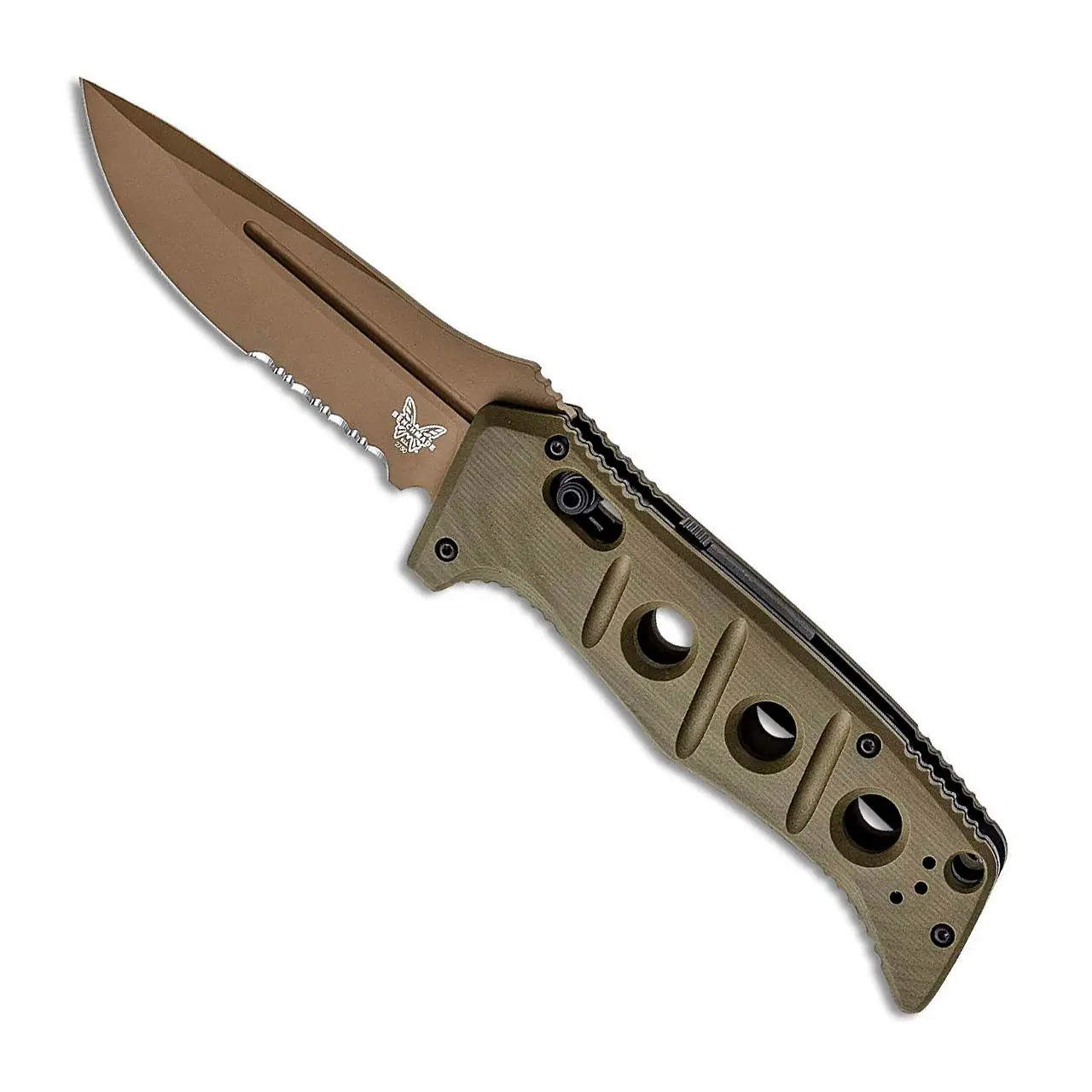 Benchmade Auto Adamas Axis Lock OD Green G10 Handle Drop Point Flat ...