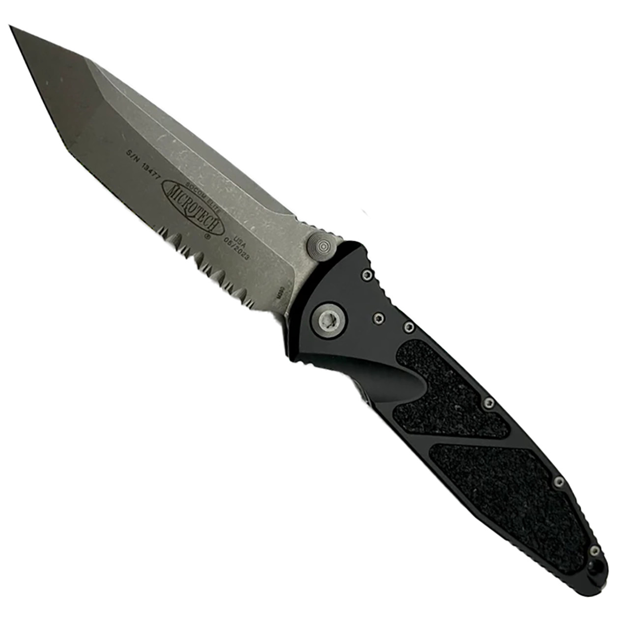 Microtech Socom Elite Manual T/E Black Handle Apocalyptic Serrated 161 ...