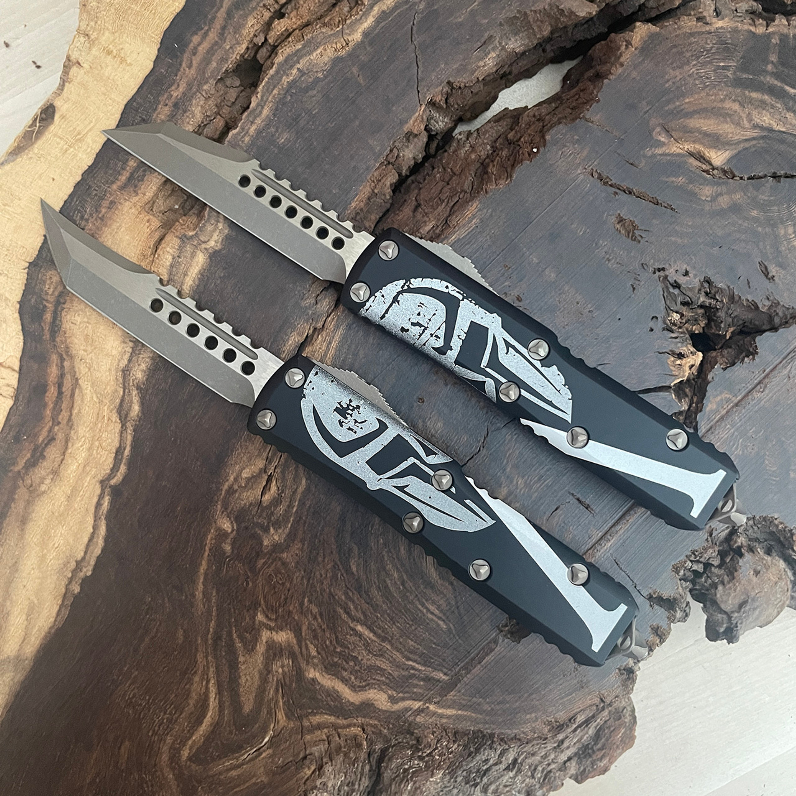 Microtech Utx 85 Molon Labe Hellhound And Warhound Set Bronzed