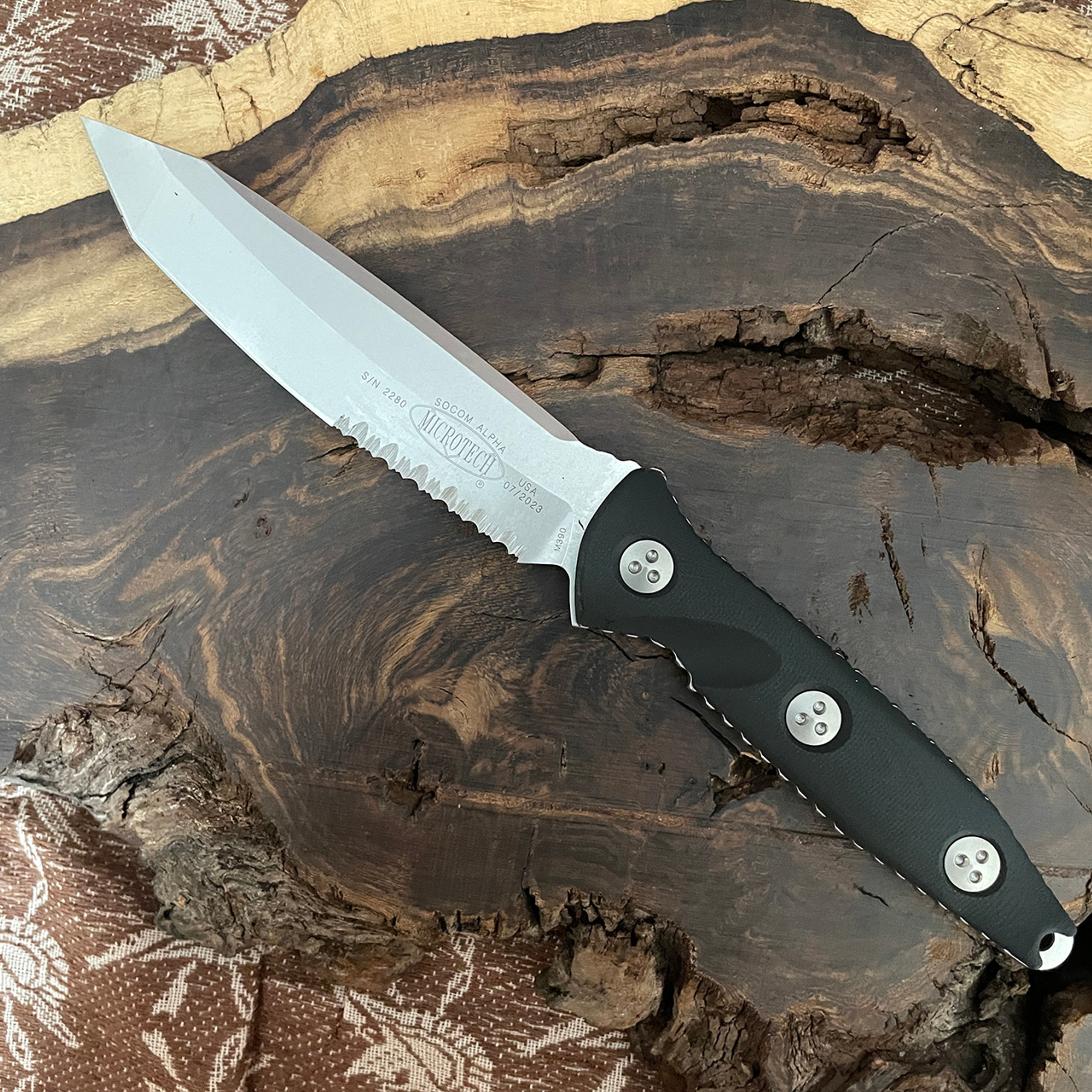 Microtech Socom Alpha Te Stonewash Serrated 114 11 American Edge Knives
