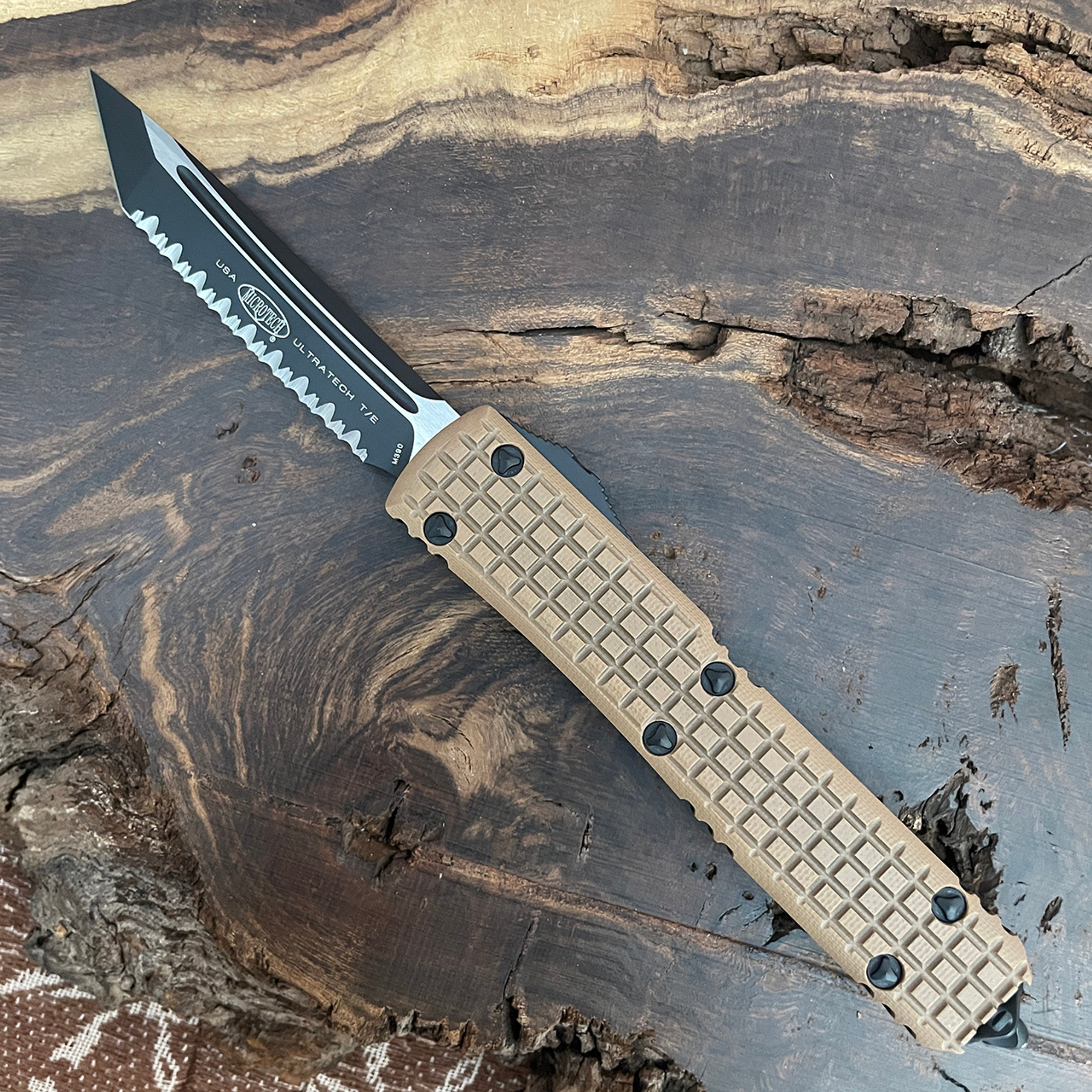 Microtech Ultratech Te Tan Frag G 10 Top Tactical Full Serrated