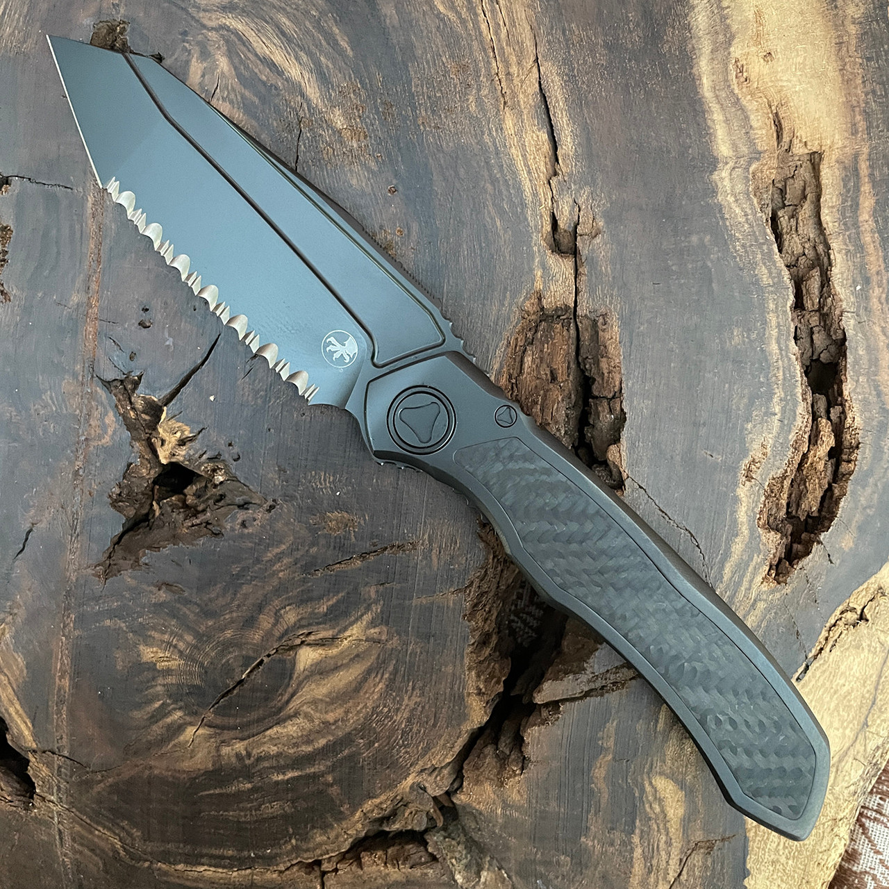 Microtech Anax T/E Integral Frame Lock DLC Titanium Handle w/ Carbon ...