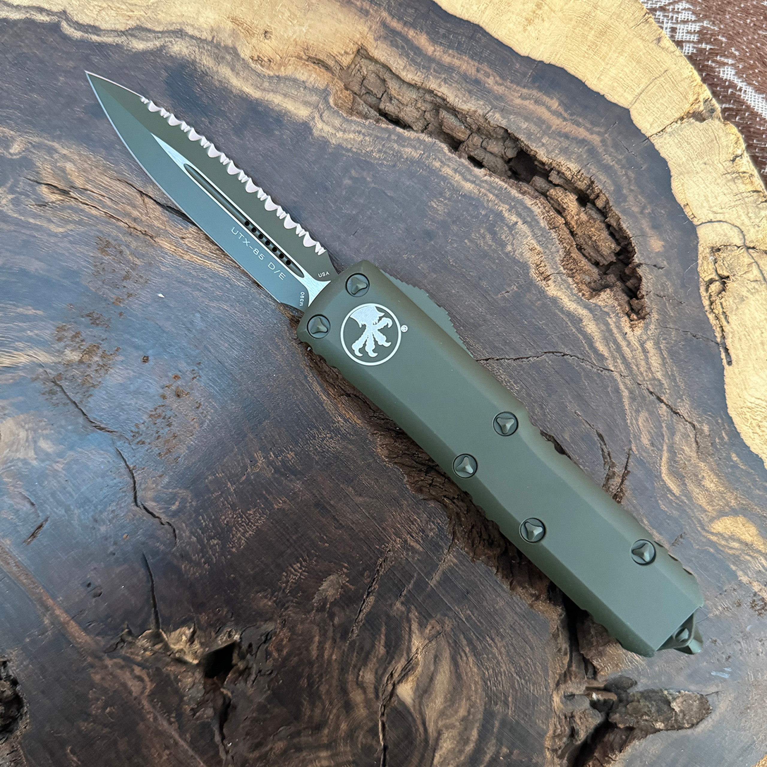 Microtech Utx 85 De Cerakote Od Green Full Serrated 232 3cod