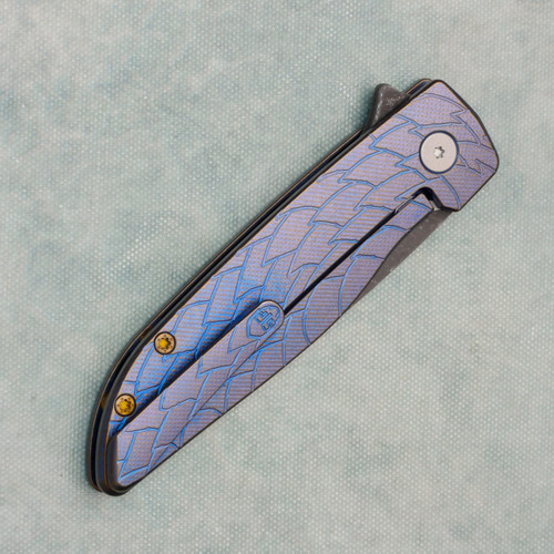Grimsmo Knives Rask Frame Lock Dragon Scales Pattern Blue/Bronze ...