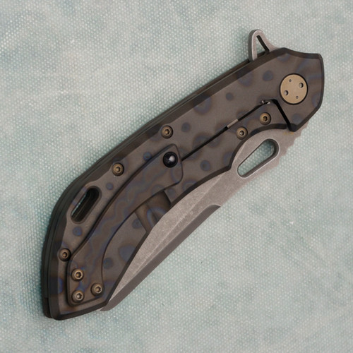 Olamic Custom Knives Wayfarer 247 Frame Lock Flame Colored Titanium ...