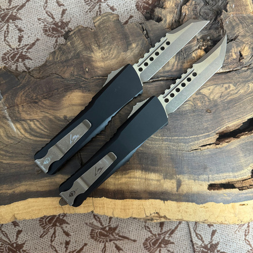 Microtech Combat Troodon Death Card Hellhound And Warhound Set Bronzed