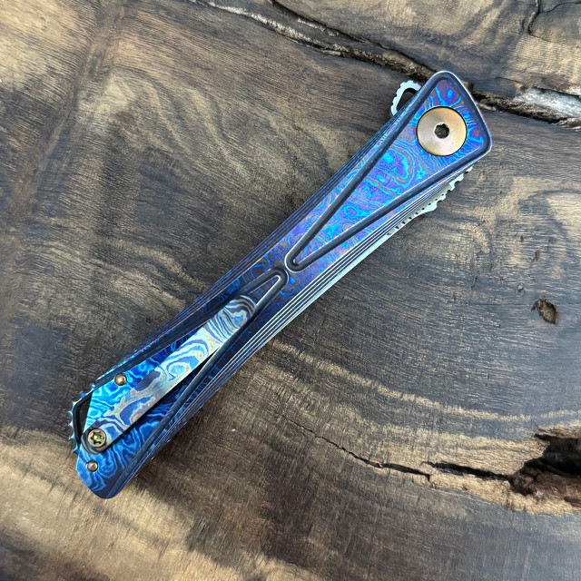 Jeff Park Custom Mini Bones Frame Lock Flipper Timascus Handle Hand ...