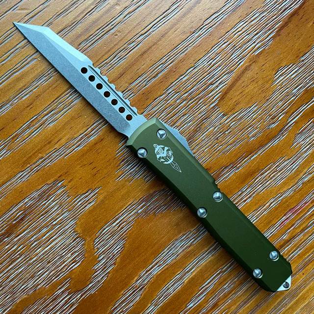 Microtech Ultratech Warhound Red Handle Stonewash Standard Blade