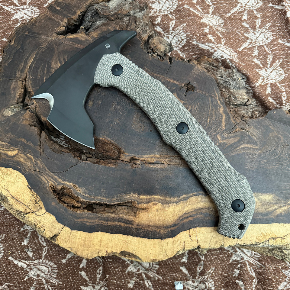 Bastinelli Creations Addiction Axe Tomahawk OD Green Micarta Black PVD ...