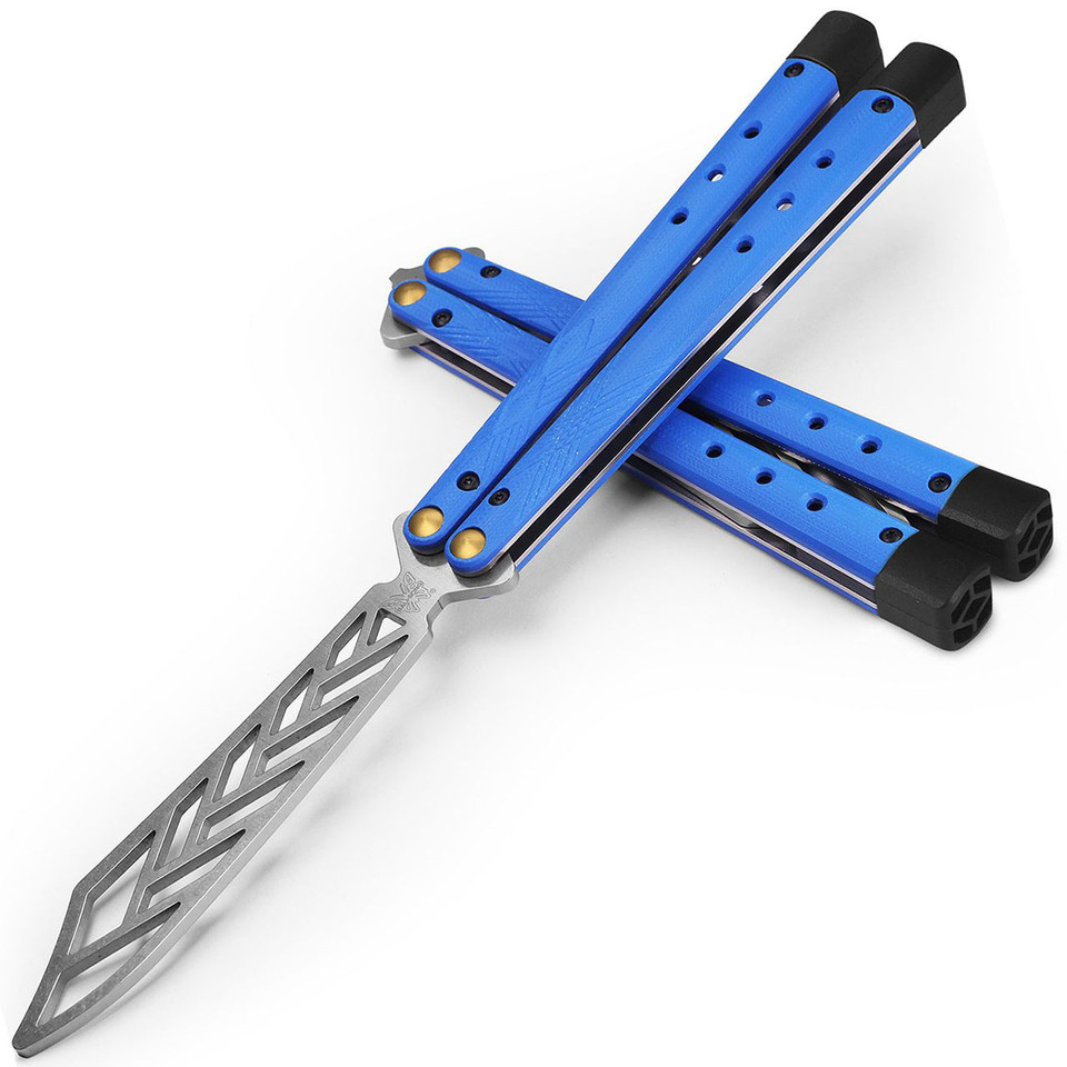 Benchmade Necron Balisong Butterfly Trainer Blue G10 Handle Trainer ...
