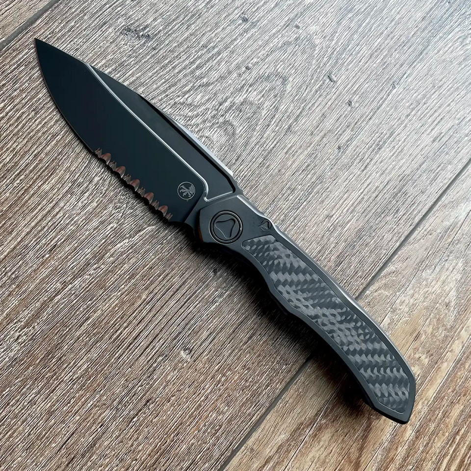 Microtech Anax Integral Frame Lock DLC Titanium Handle w/ Carbon Fiber ...