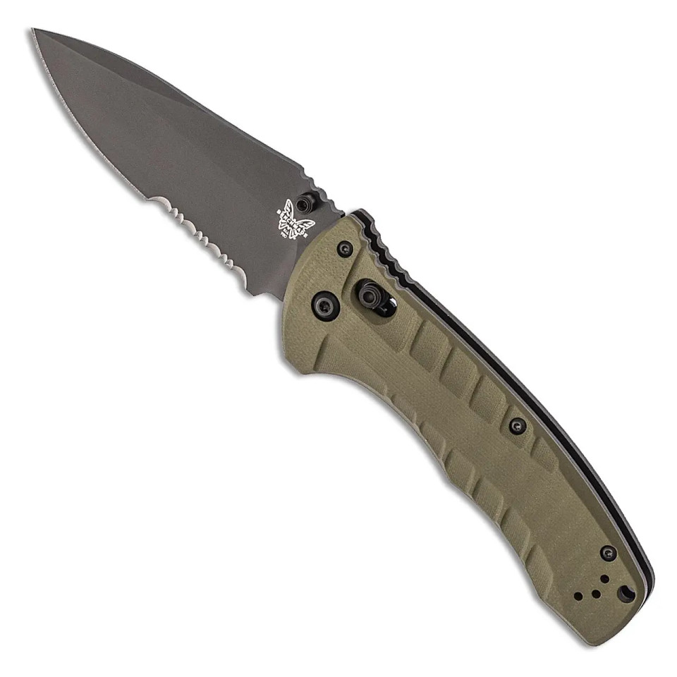 Benchmade Turret Axis Lock OD Green G10 Handle Black Combo Blade 980SBK ...