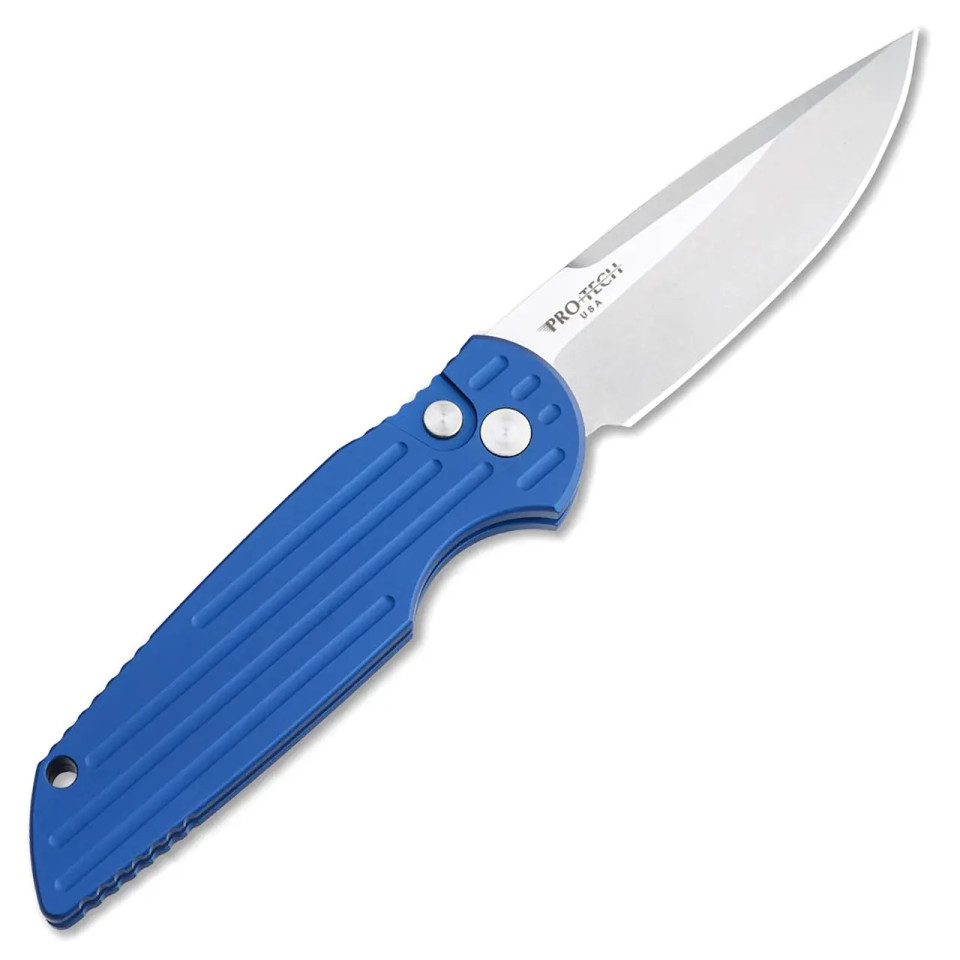 Pro-Tech TR-3 L1 Left Handed Blue Handle Stonewash Blade | American ...