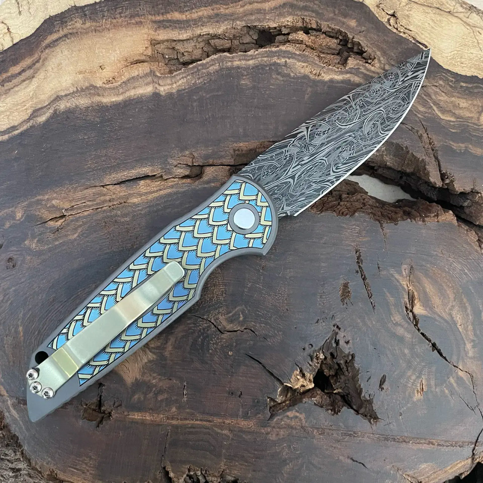 Pro-Tech TR-3 Titanium Ultimate Custom Hand Engraved & Anodized Wilfred ...