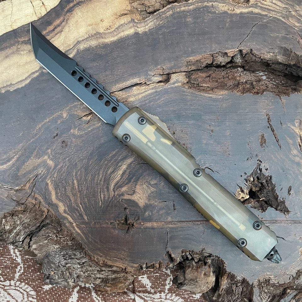 Microtech Ultratech Hellhound Ultem Top and Button DLC Magnacut ...