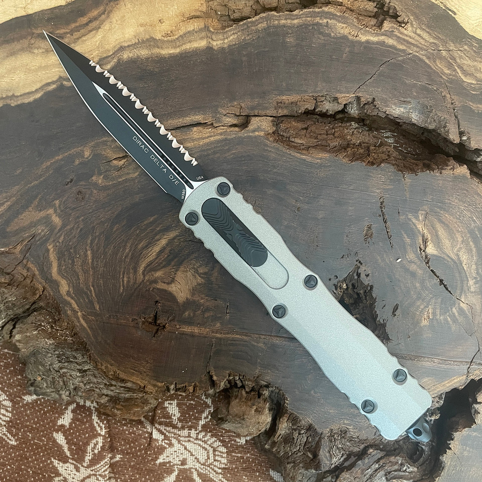 Microtech Dirac Delta D/E Titanium Gray Full Serrated 227-3TG ...