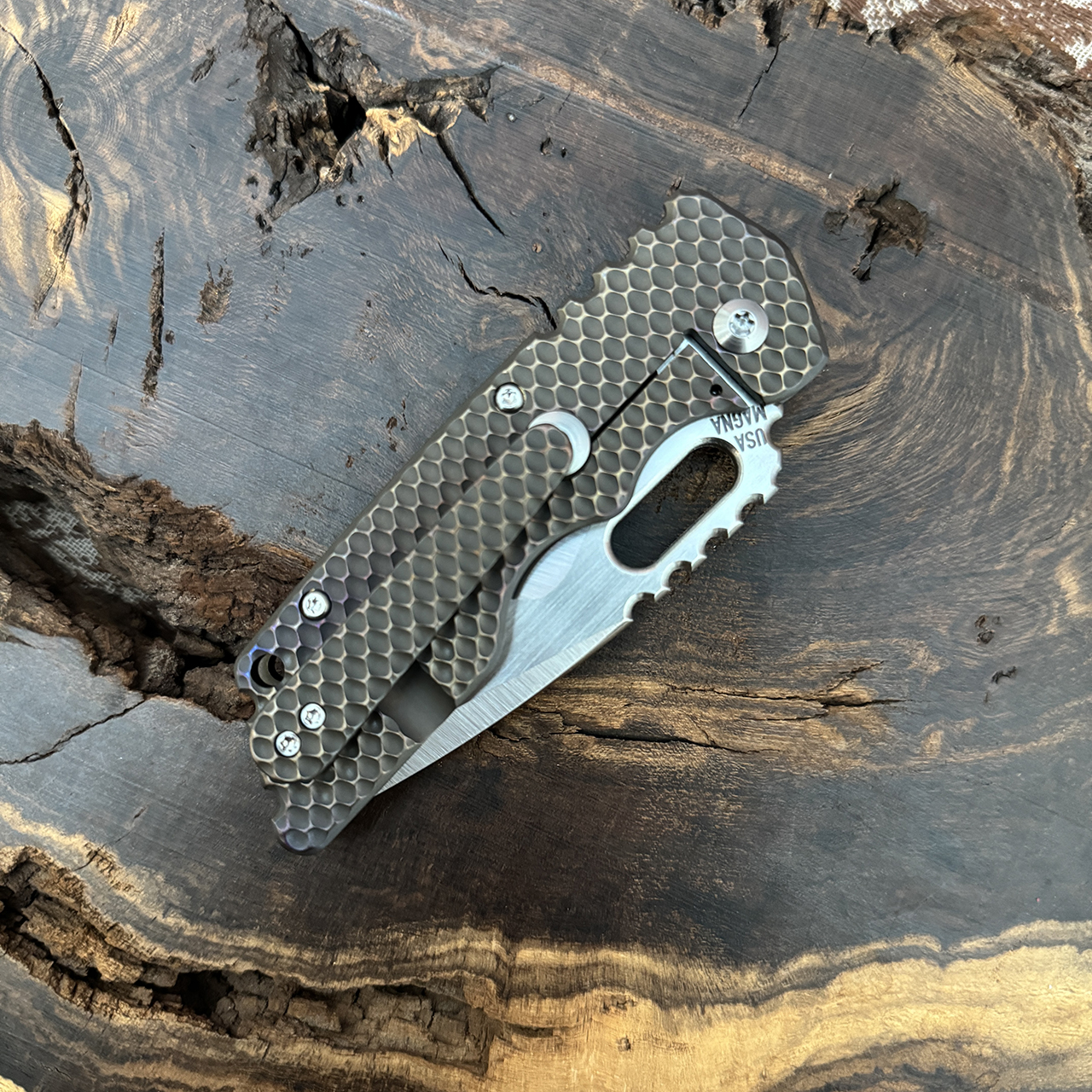 A2D Attn2Detail Mercantile Mark 2 Medium Folder Hissatsu Bronzed Double Divot Titanium Handle ...