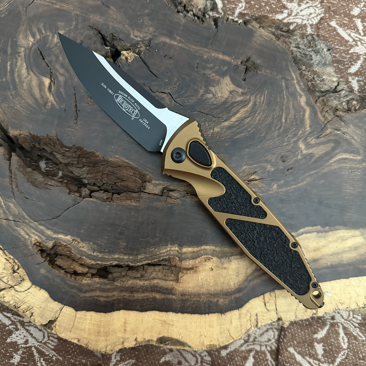 Microtech Socom Elite Auto S/E Tan Standard 160A-1TA | American Edge Knives