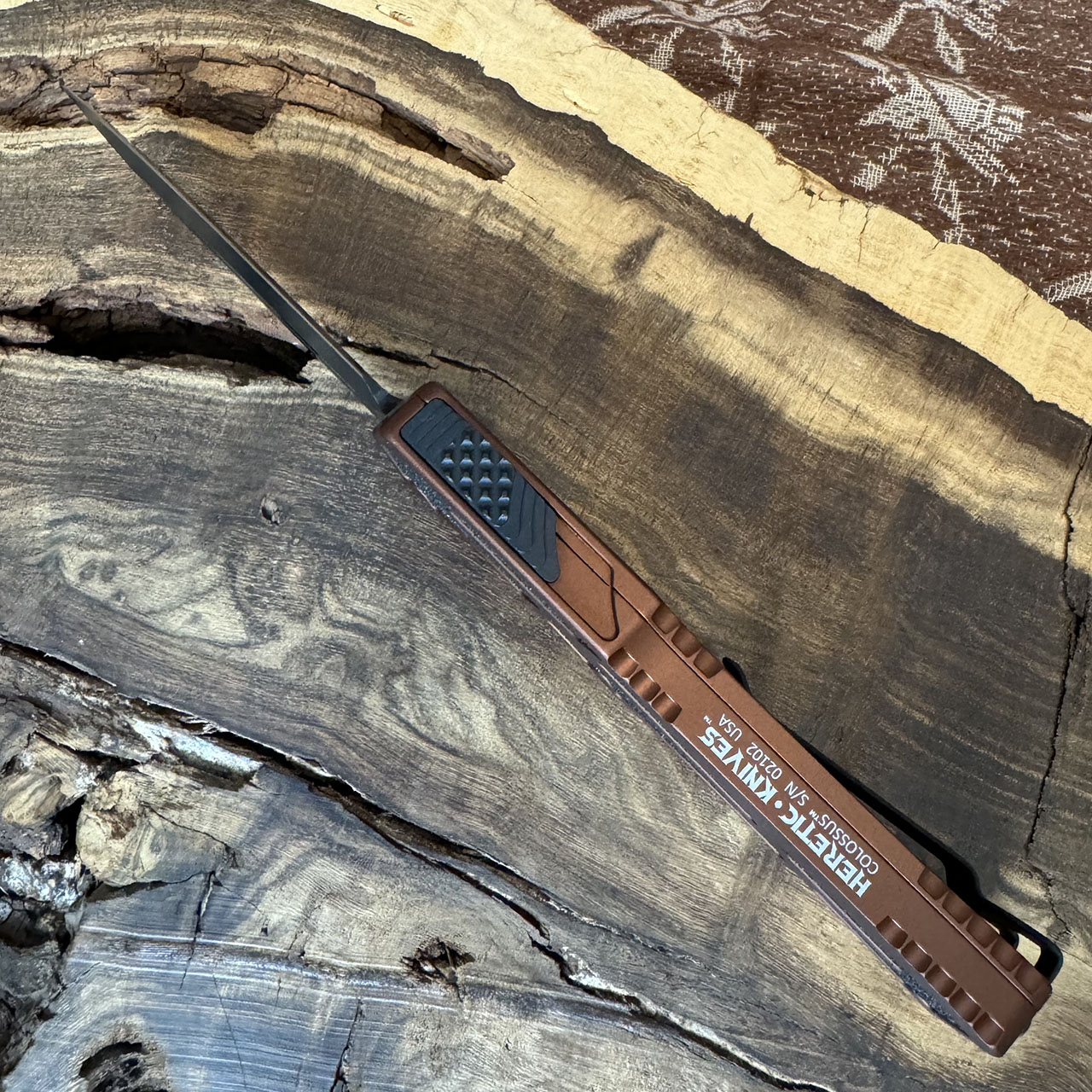 Heretic Knives Colossus D/E Rootbeer DLC H041-6A-RB | American Edge Knives