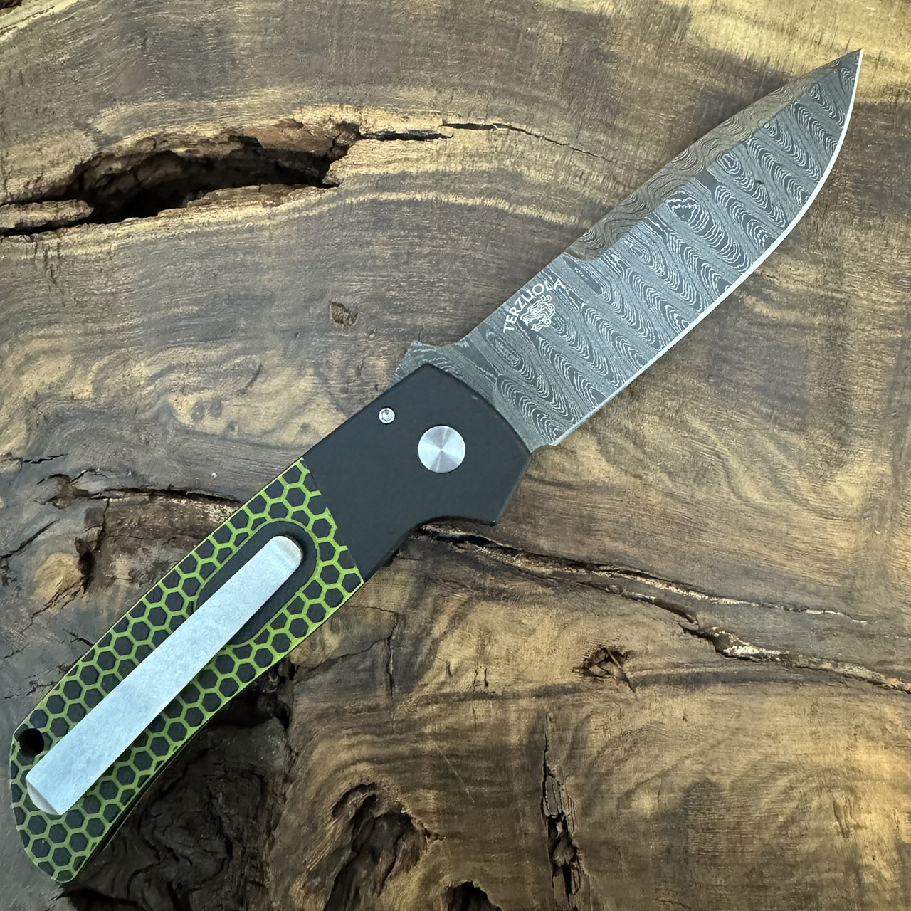 Pro-Tech Terzuola ATCF Auto Green/Black Honeycomb G-10 Inlays Chad ...